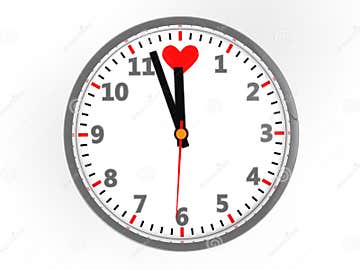 Clock with Heart Shaped stock illustration. Illustration of isolated ...