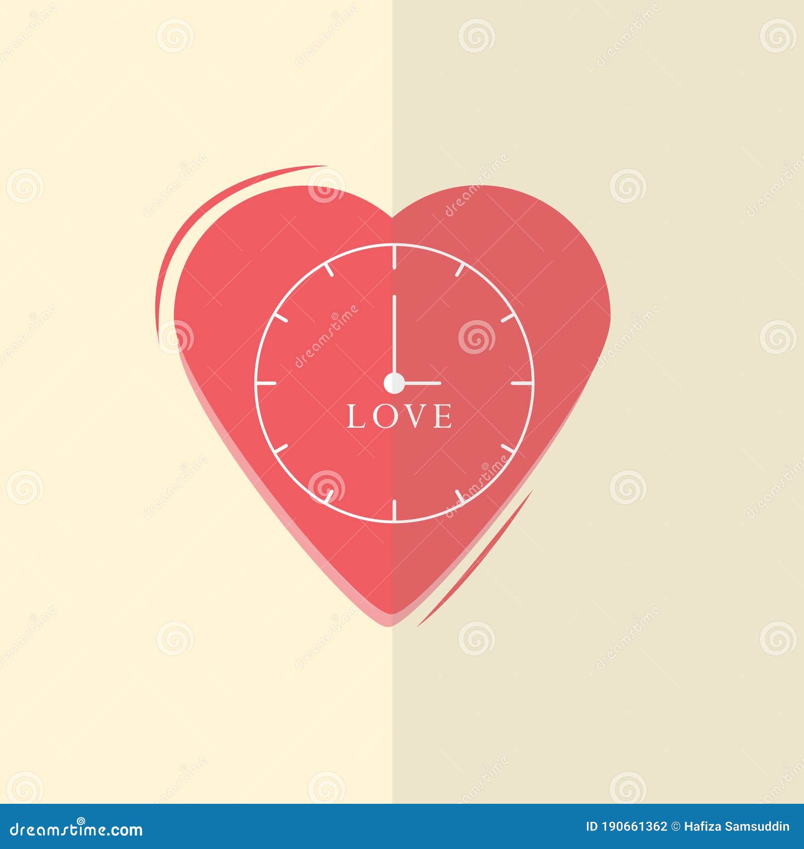 Clock in Heart. Vector Illustration Decorative Design Stock Vector ...