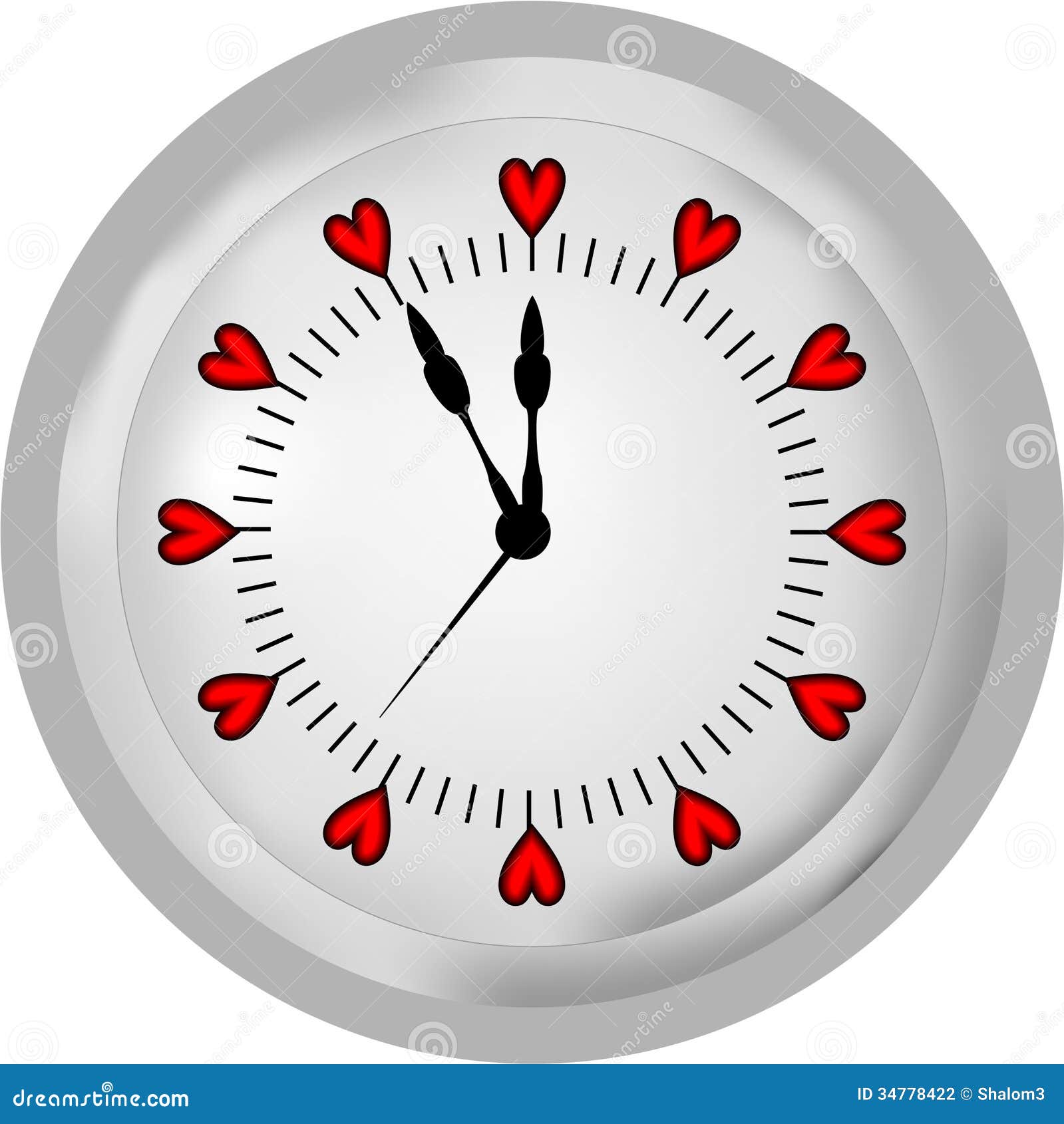 Clock with hearts stock vector. Illustration of valentin - 34778422