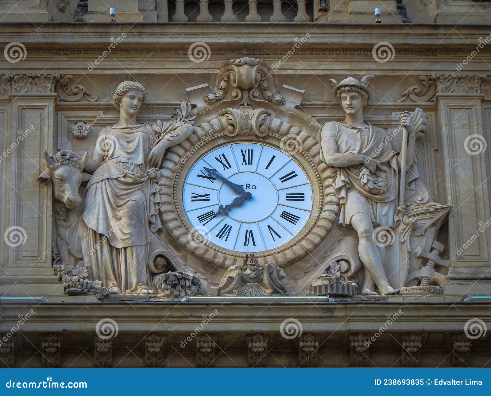 Clock of the gods stock image. Image of hermes, cathedral - 238693835