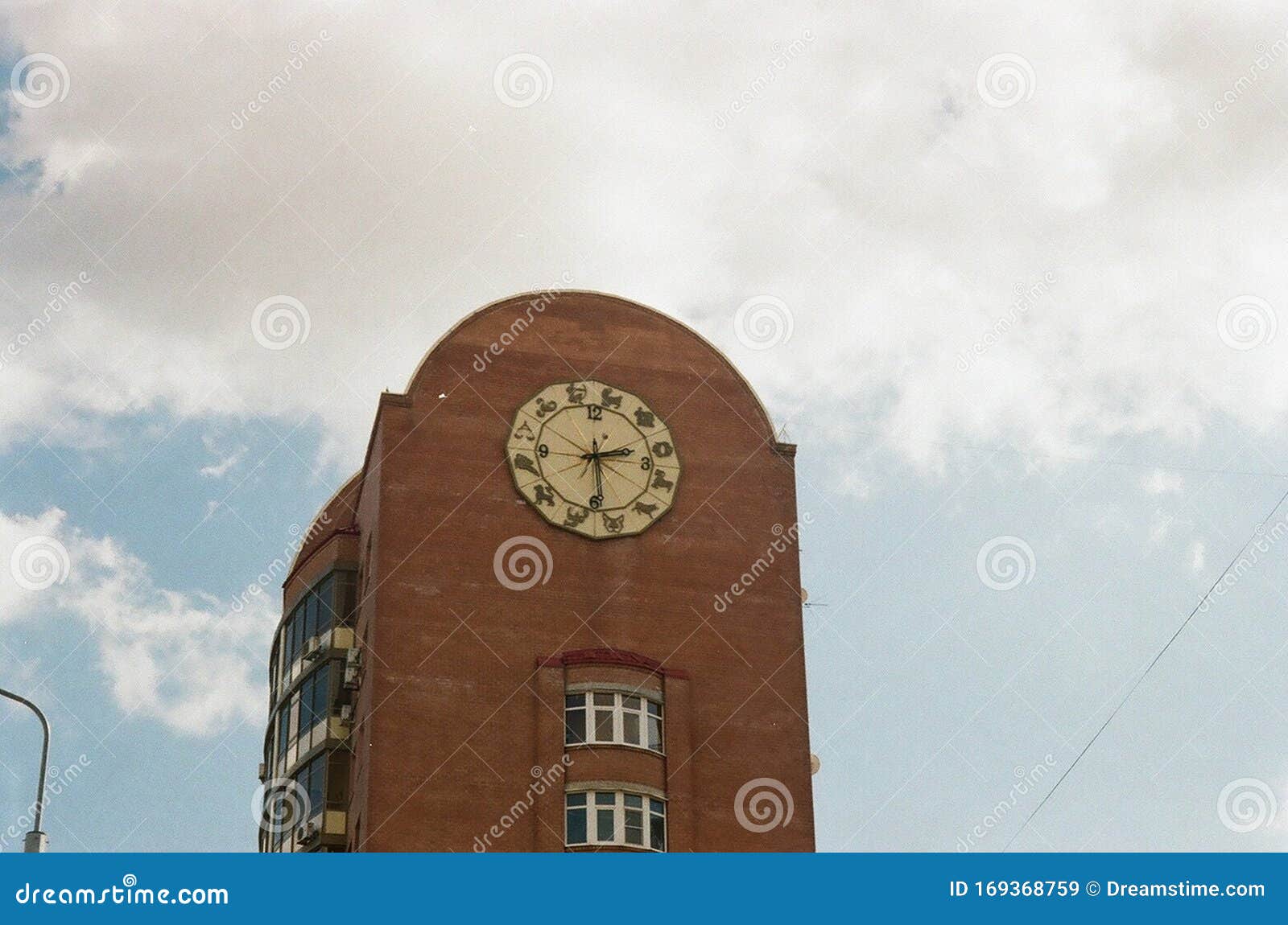 Clock on a High-rise Building Stock Image - Image of digital, highrise ...