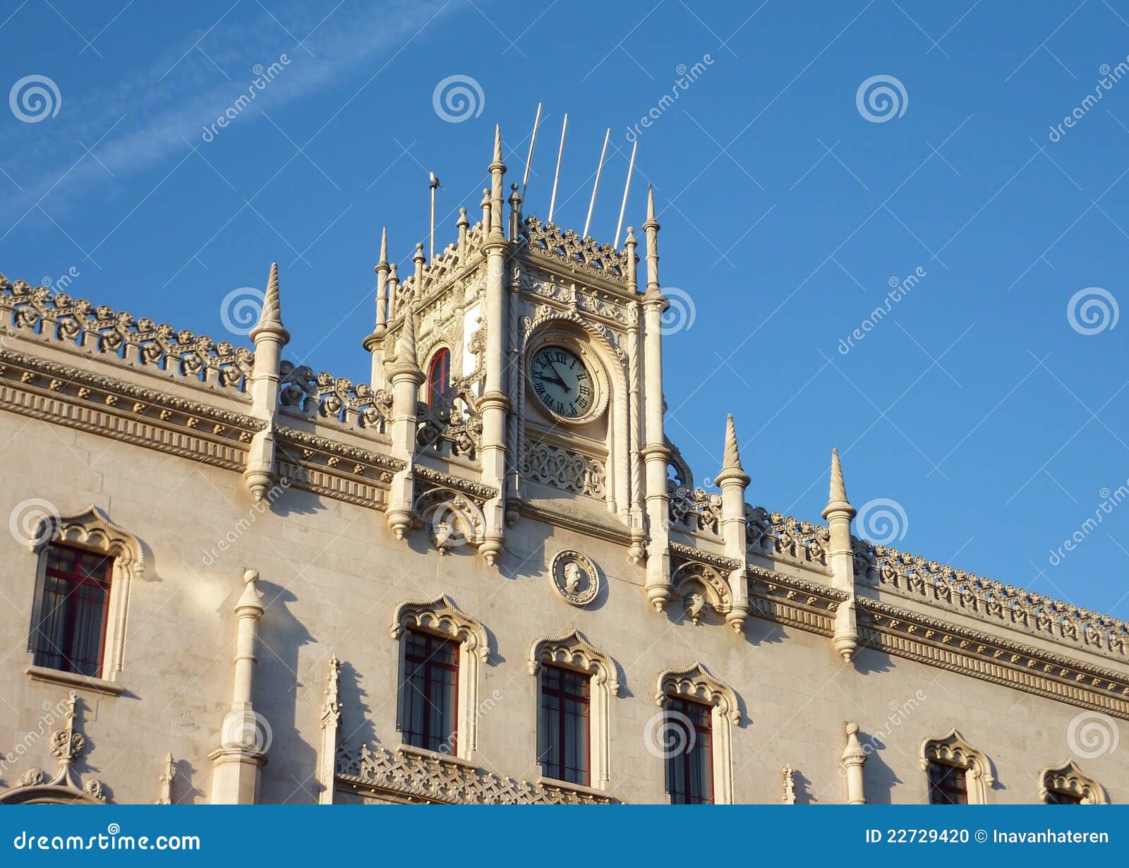 Clock on a Historic Building Stock Photo - Image of portuguese ...