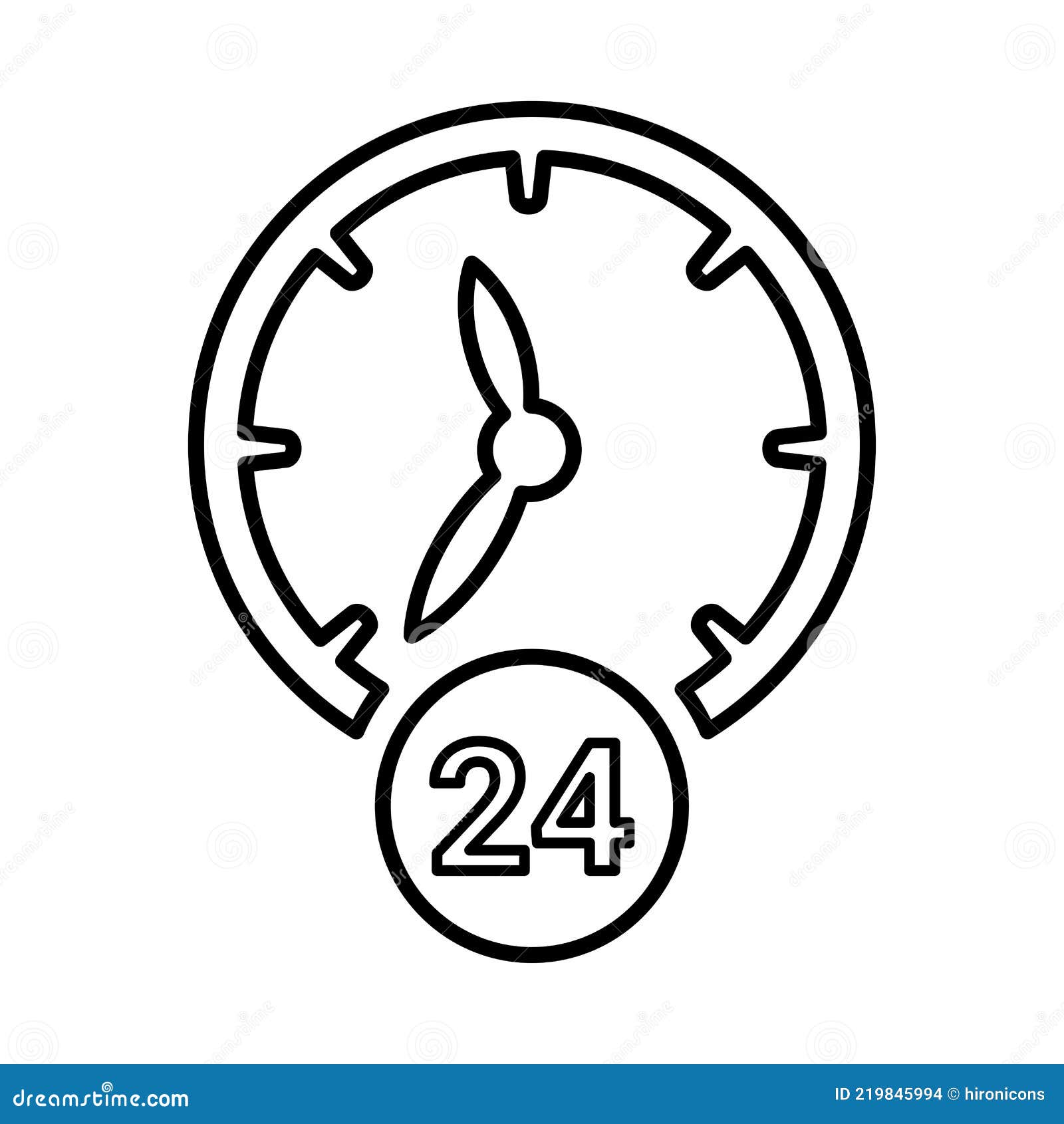 Clock, 24 Hour Activity Line Icon. Outline Vector Design Stock Vector ...