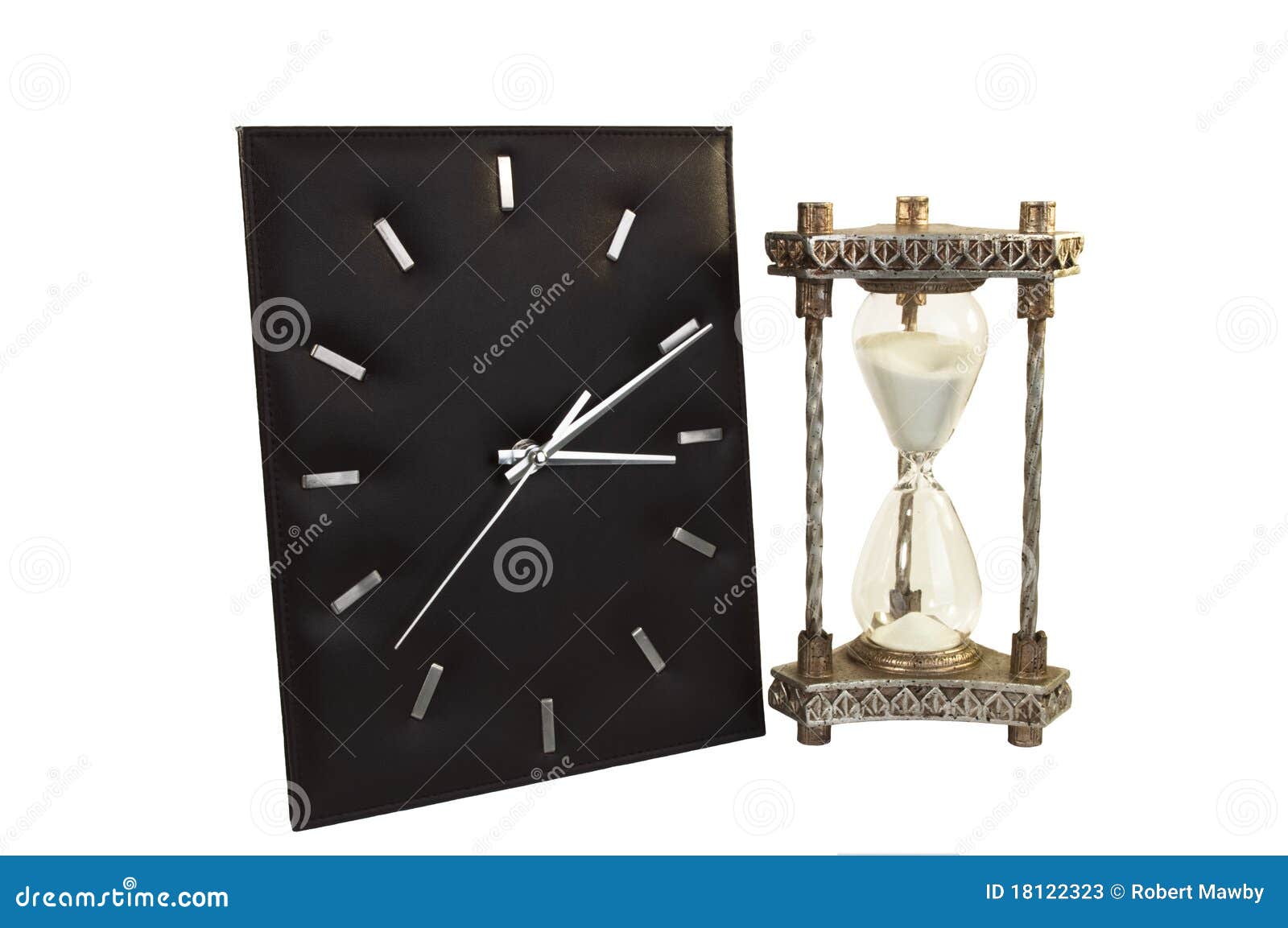 Clock and Hour Glass stock image. Image of compare, glass - 18122323