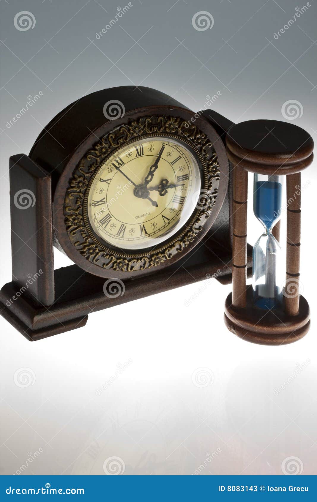Clock and hourglass stock image. Image of pass, flow, gold - 8083143