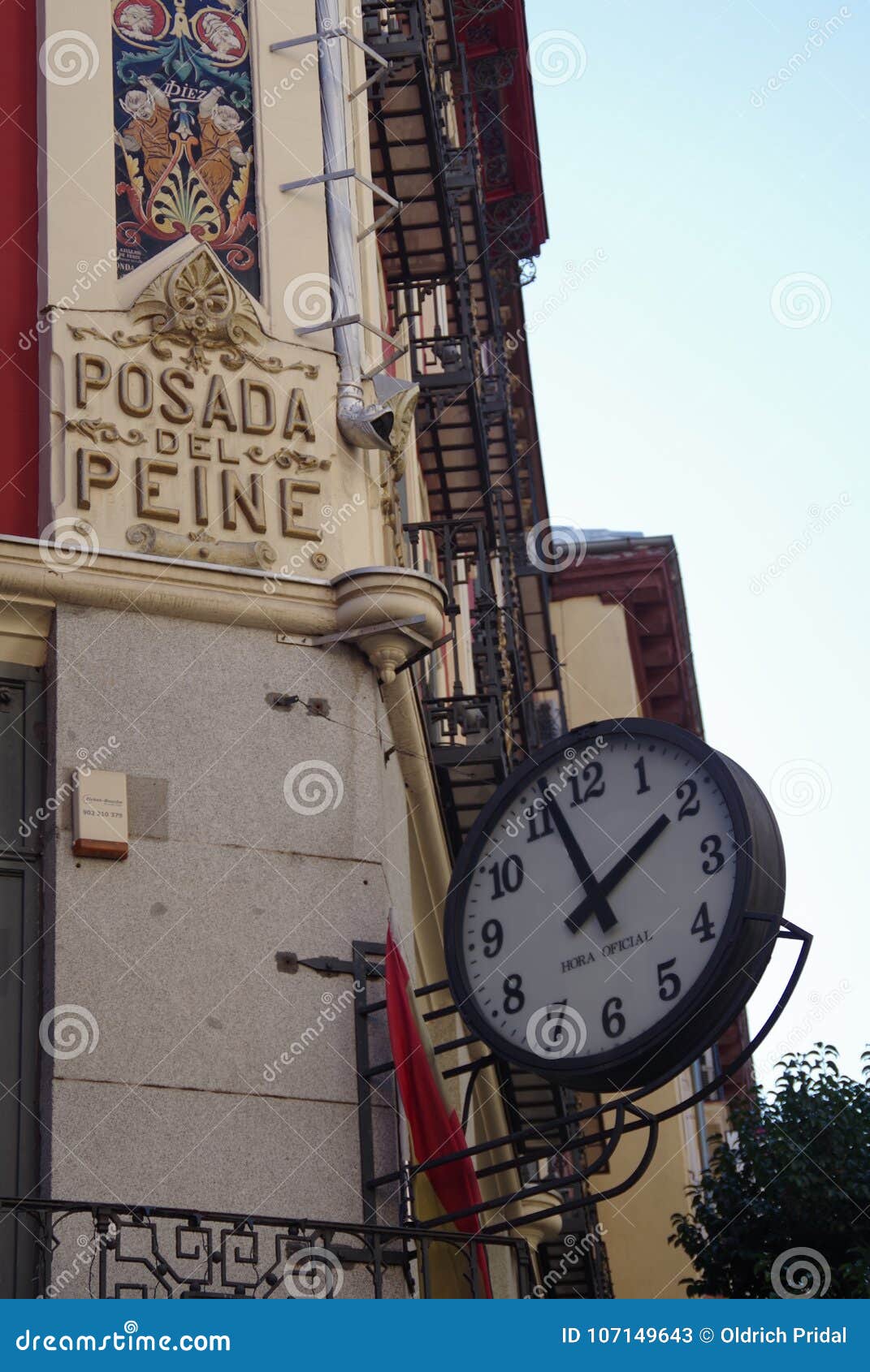 Clock, Calle Postas, Madrid, Spain Editorial Stock Photo - Image of ...