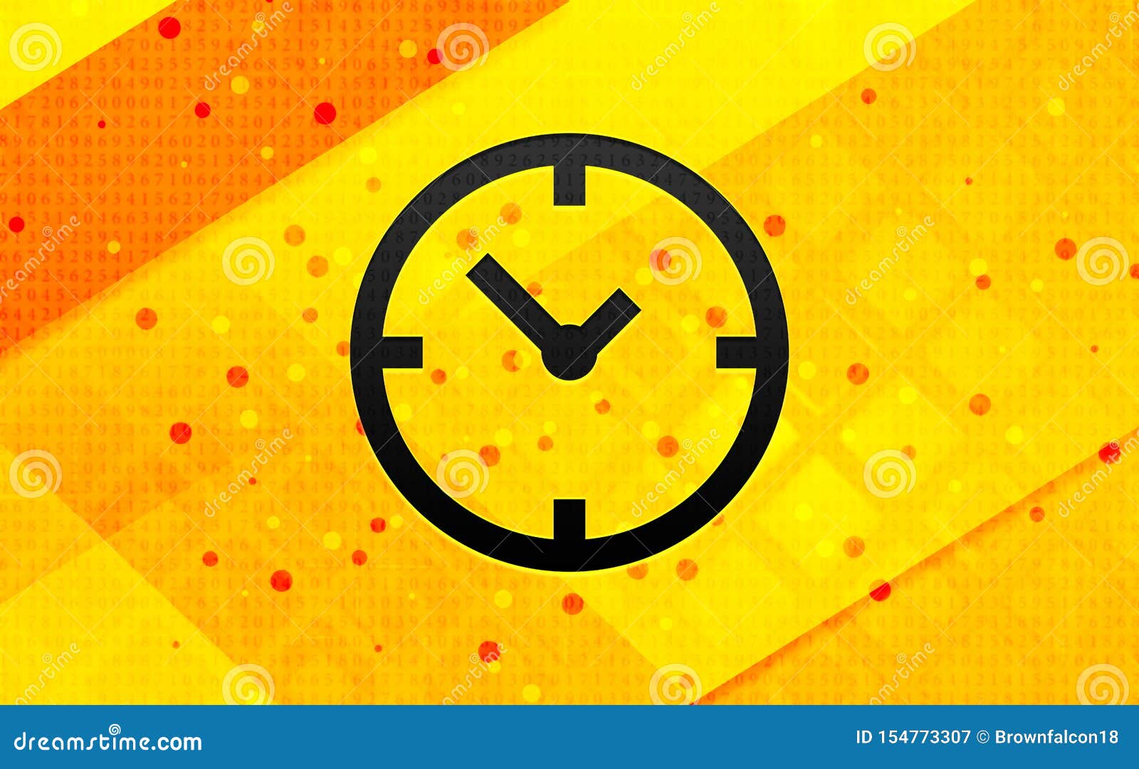 Clock Icon Abstract Digital Banner Yellow Background Stock Illustration ...