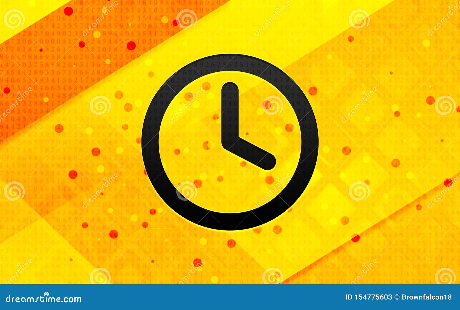 Clock Icon Abstract Digital Banner Yellow Background Stock Illustration ...