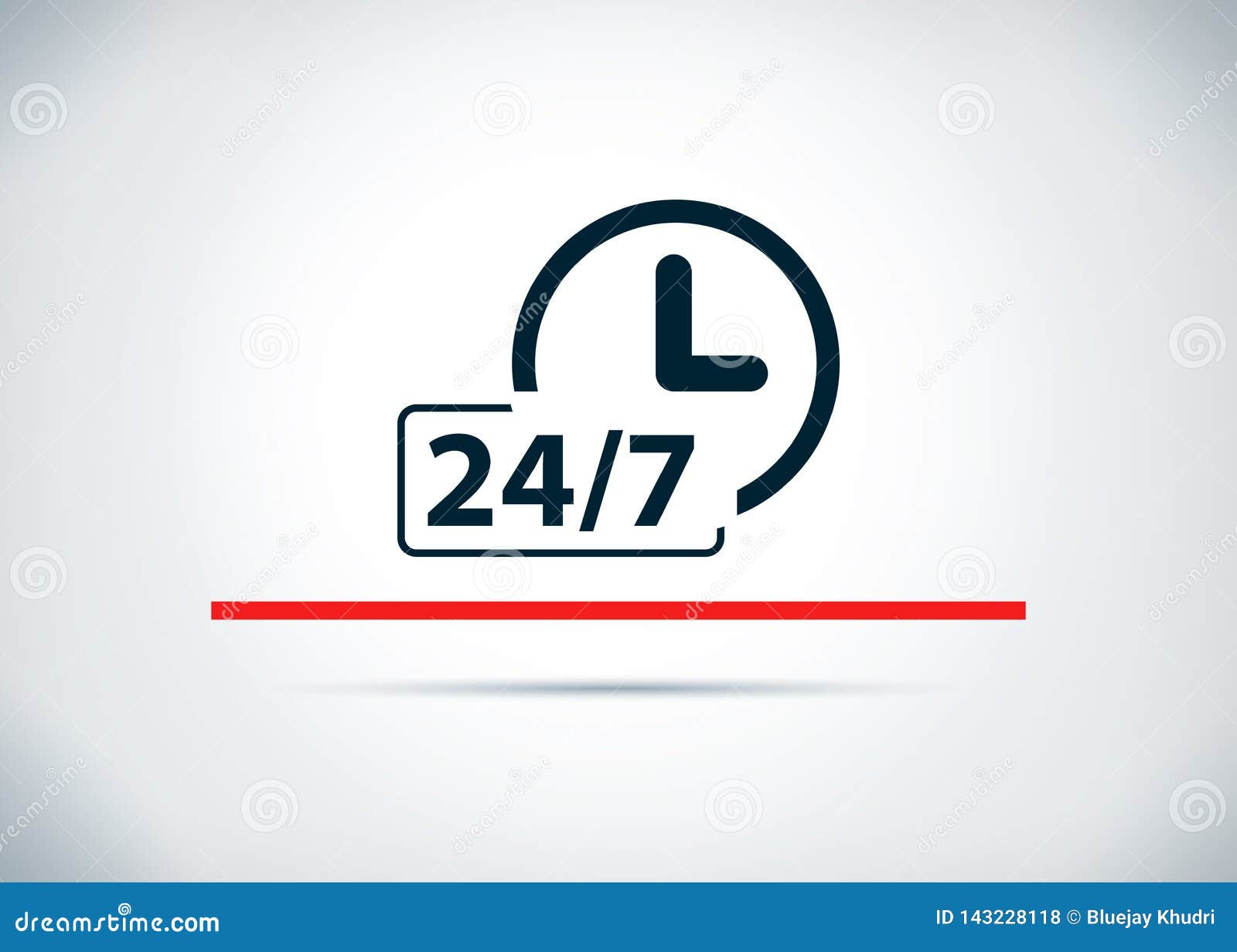 24/7 Clock Icon Abstract Flat Background Design Illustration Stock ...