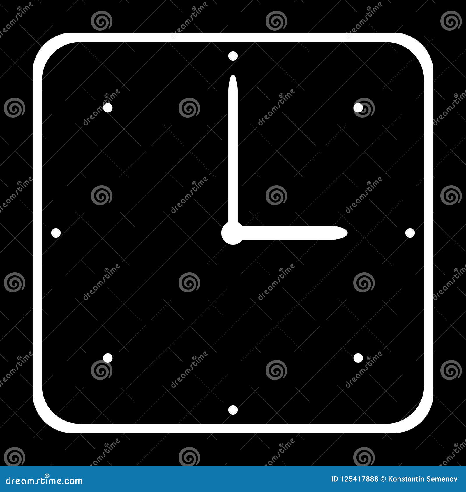Clock icon on black. stock illustration. Illustration of silhouette ...