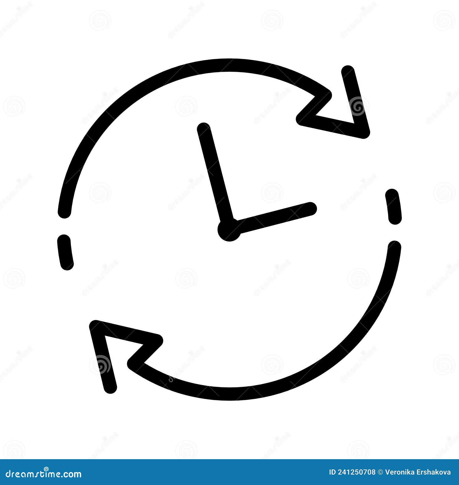 Clock Icon. Black and White Clock Arrows Stock Vector - Illustration of ...