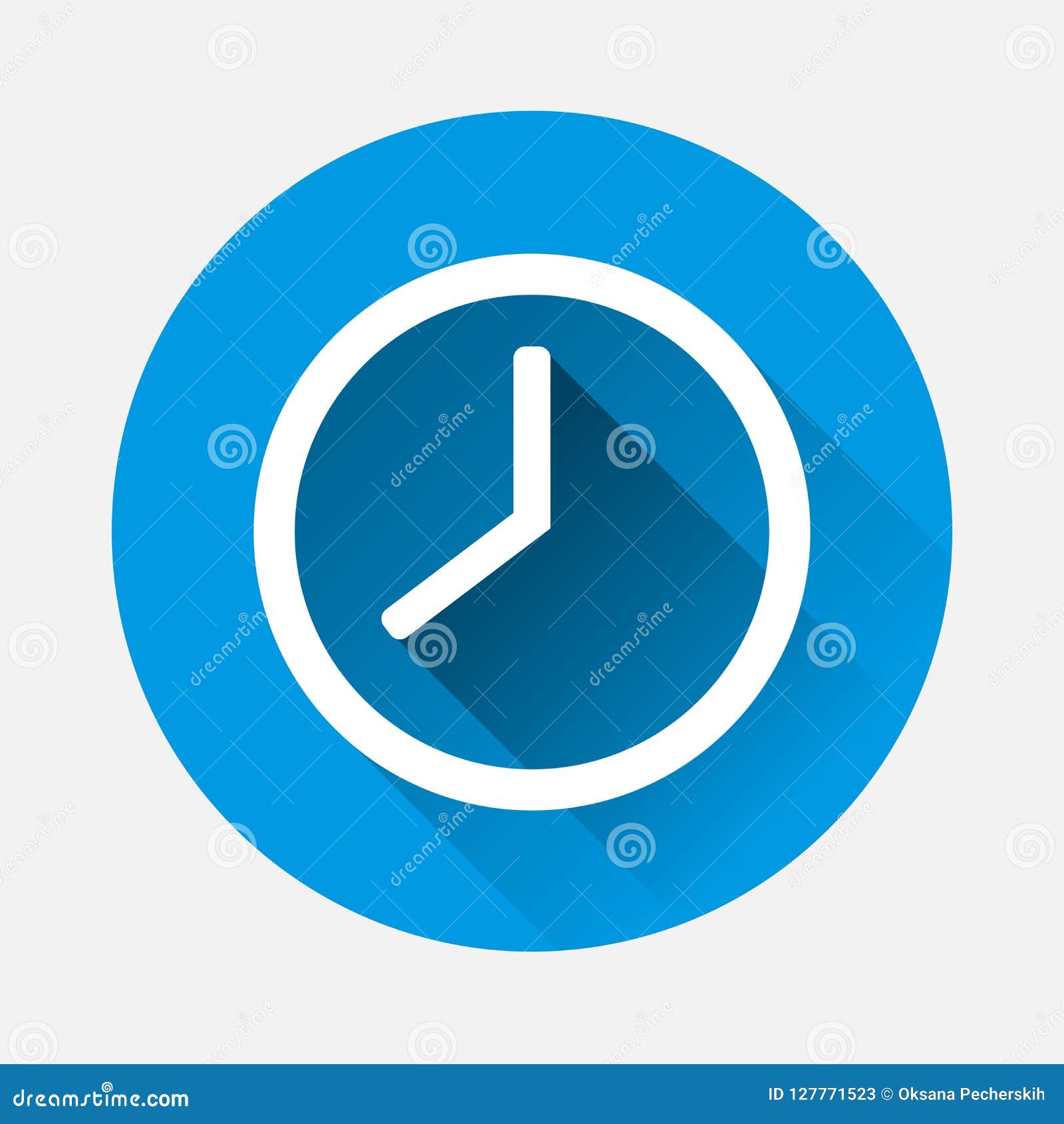 Clock Icon on Blue Background. Flat Image Clock with Long Shadow Stock ...