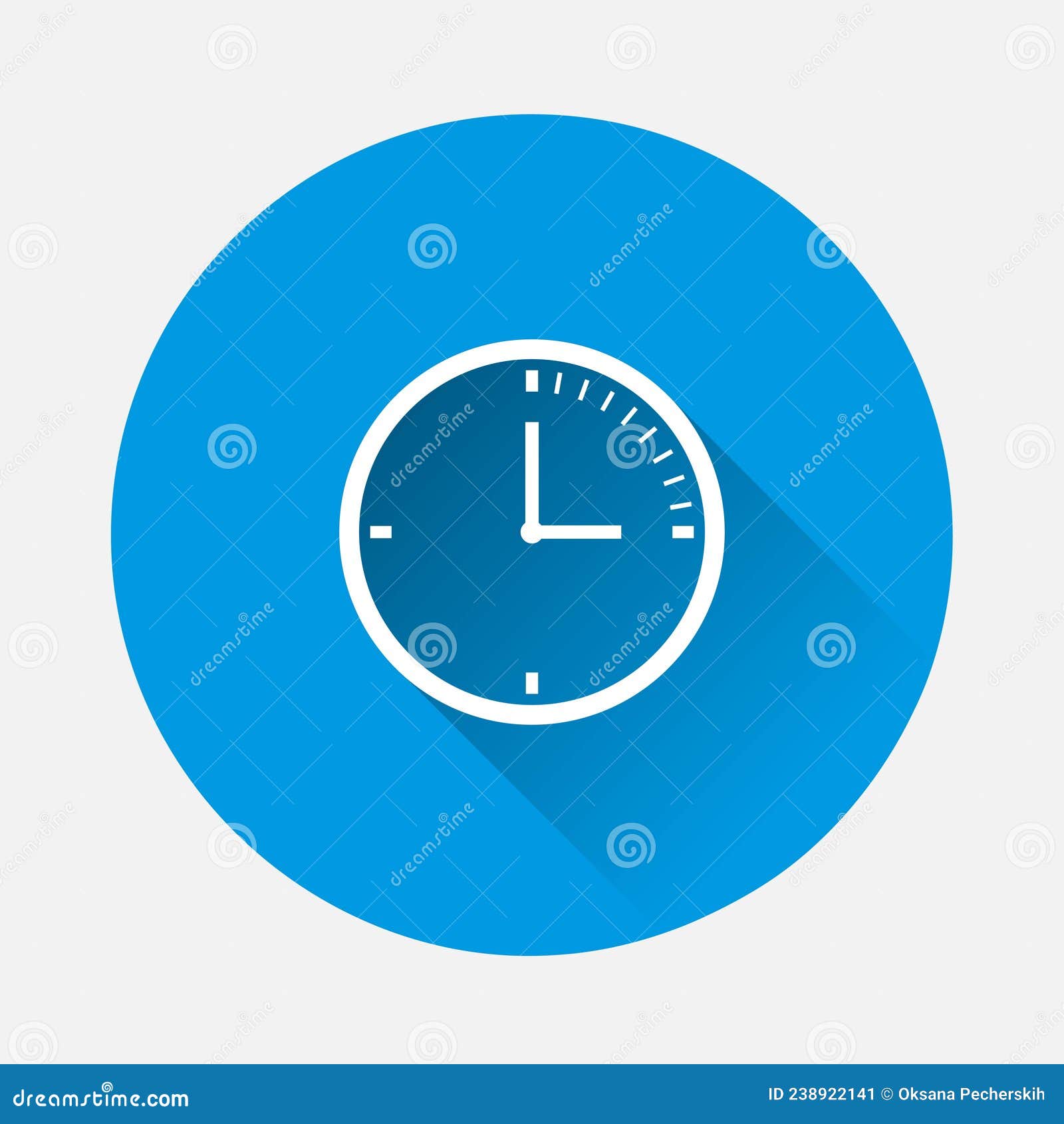 Clock Icon on Blue Background. Flat Image with Long Shadow. Layers ...