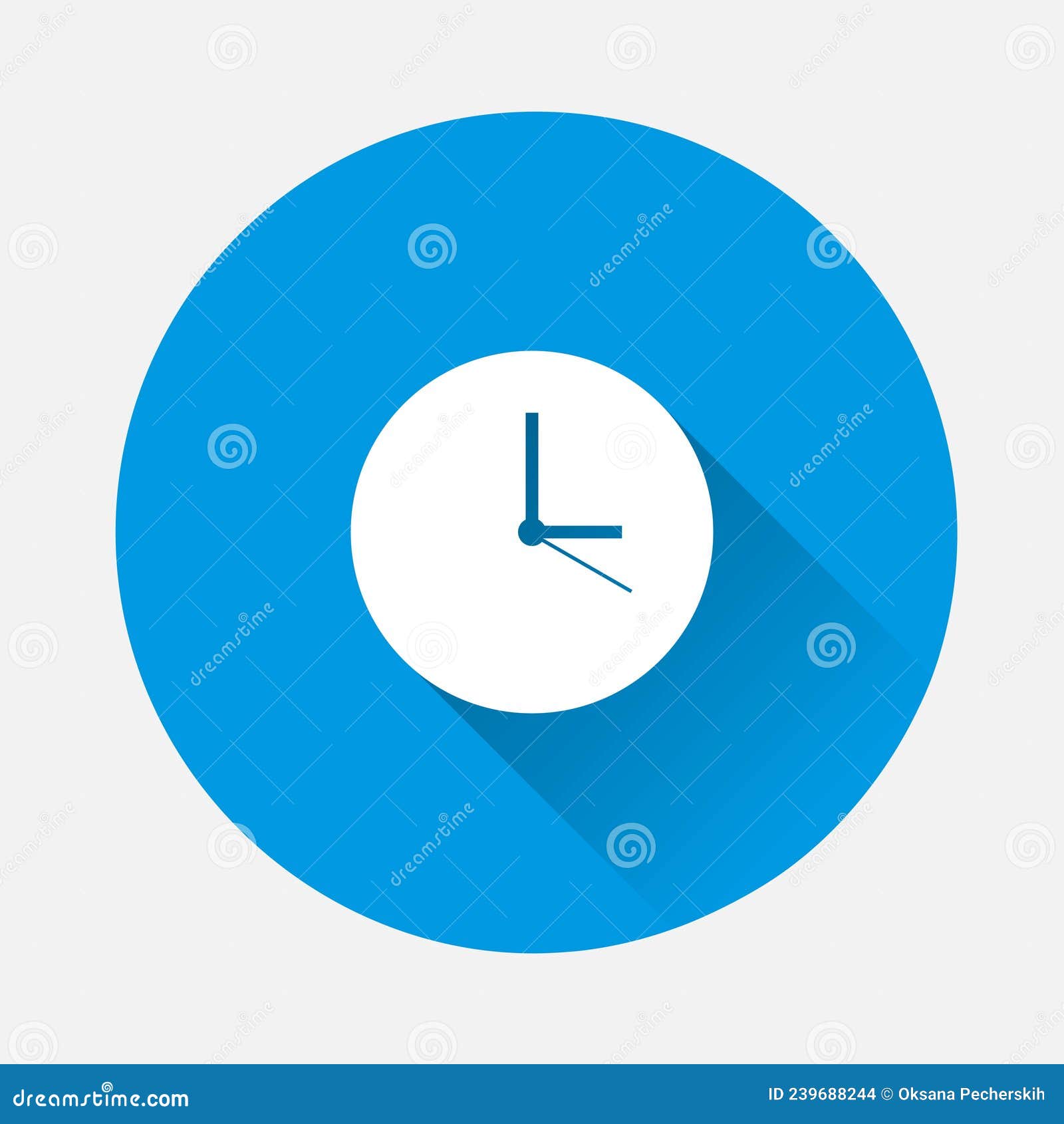 Clock Icon on Blue Background. Flat Image with Long Shadow. Layers ...