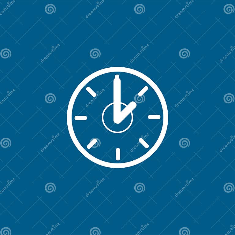 Clock Icon on Blue Background. Blue Flat Style Vector Illustration ...