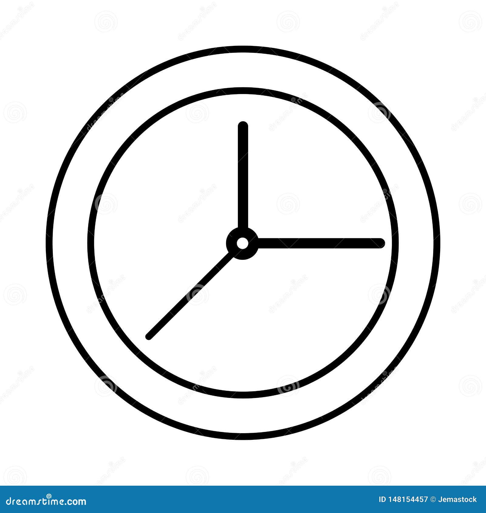 Clock Icon Cartoon Black and White Stock Vector - Illustration of ...