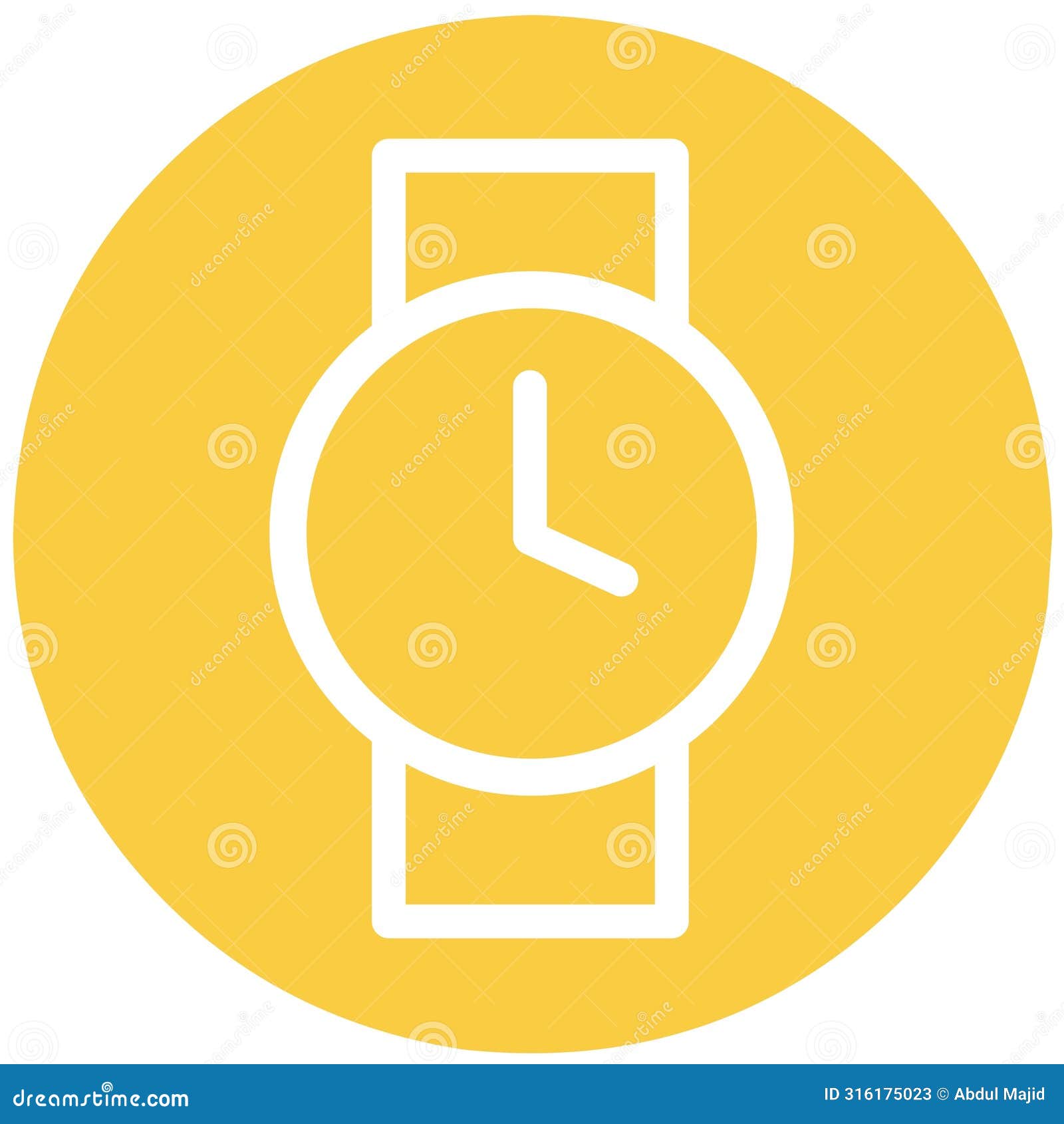 Circle Clock Icon on Yellow Background Stock Vector - Illustration of ...
