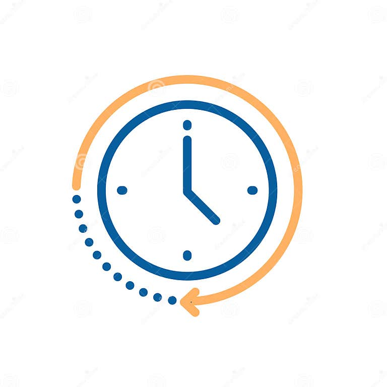 Clock Icon with Circular Motion Shape with Arrow Indicating Passage of ...
