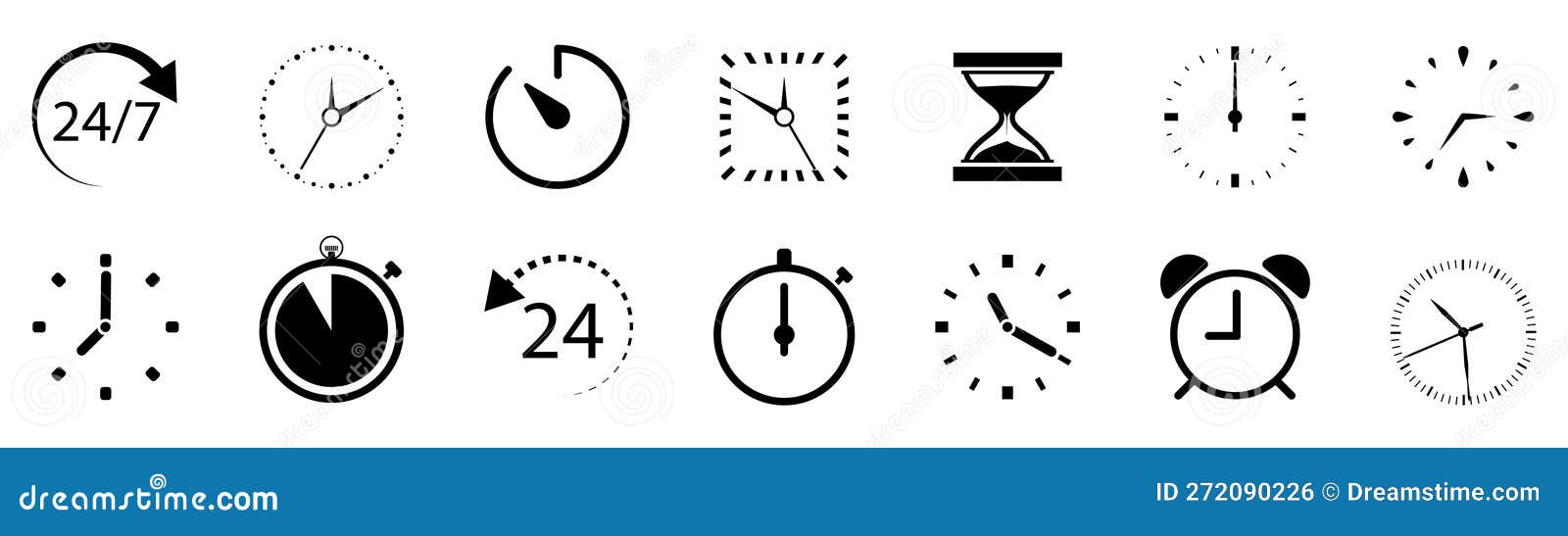 Clock Icon. Collection of Different Clocks. Watch, Time Icon, Symbol ...