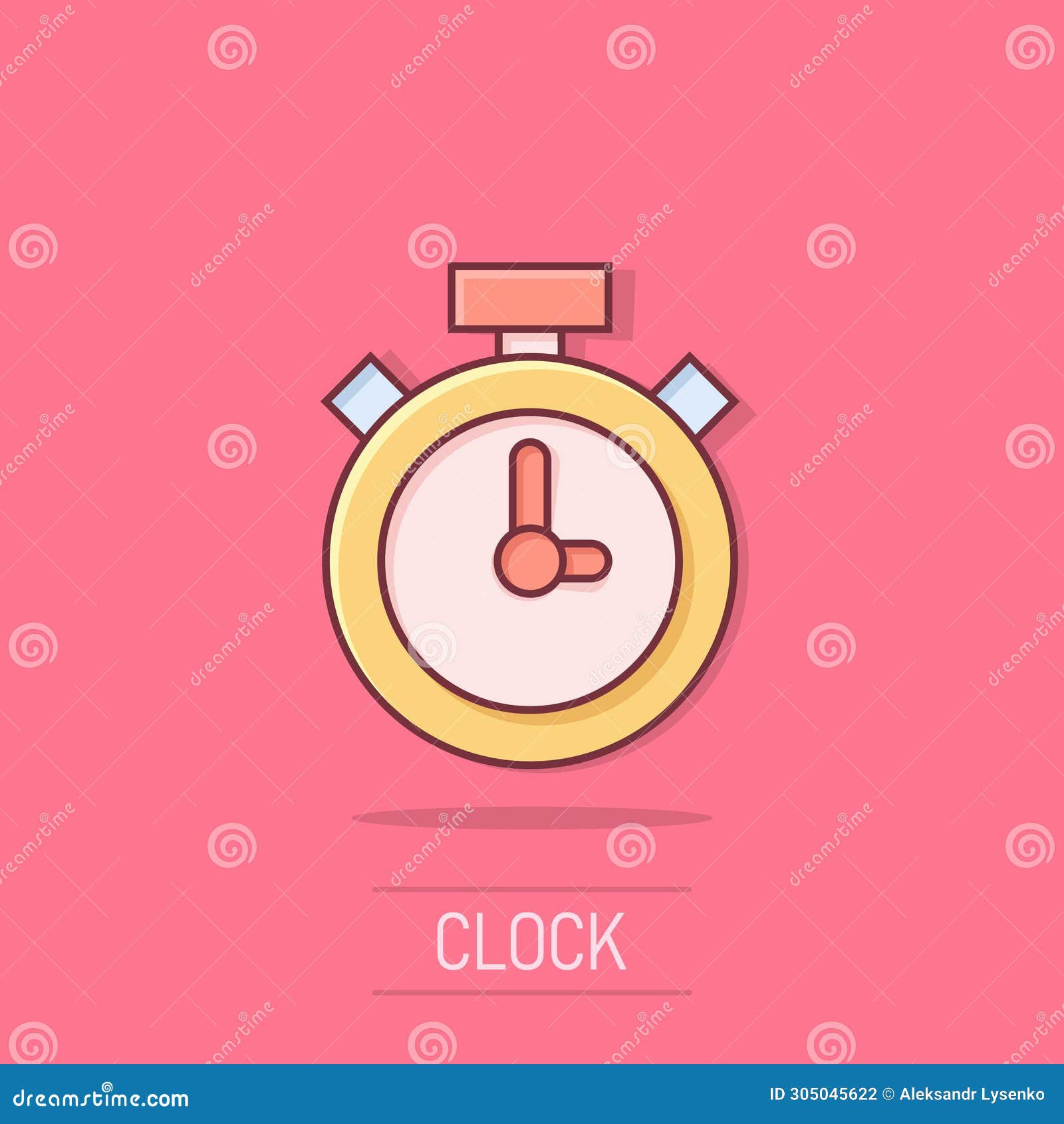 Clock Icon in Comic Style. Watch Cartoon Vector Illustration on ...