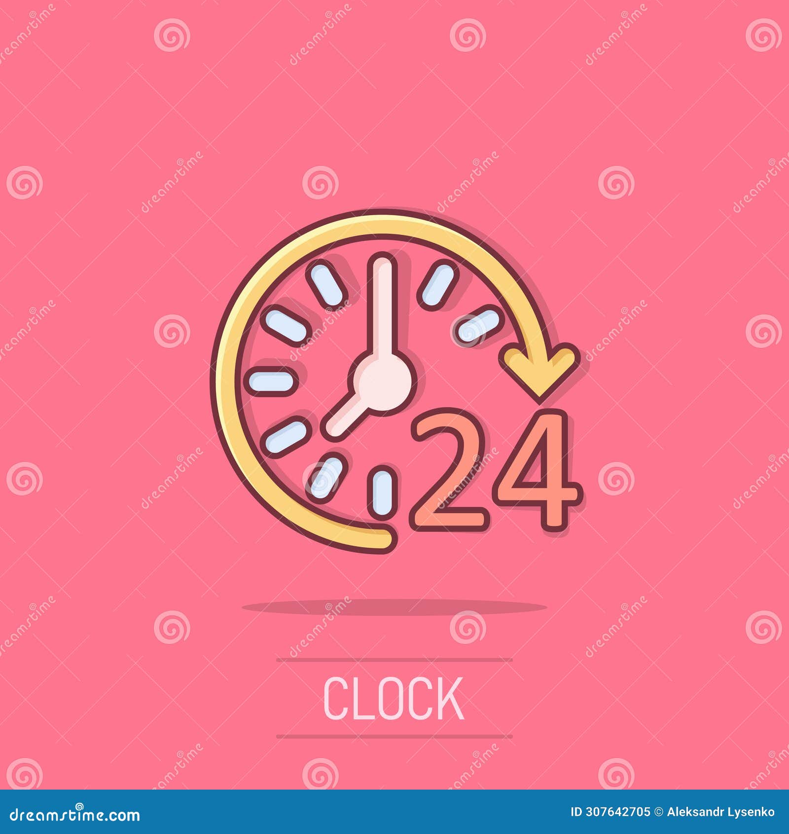 Clock Icon in Comic Style. Watch Cartoon Vector Illustration on ...