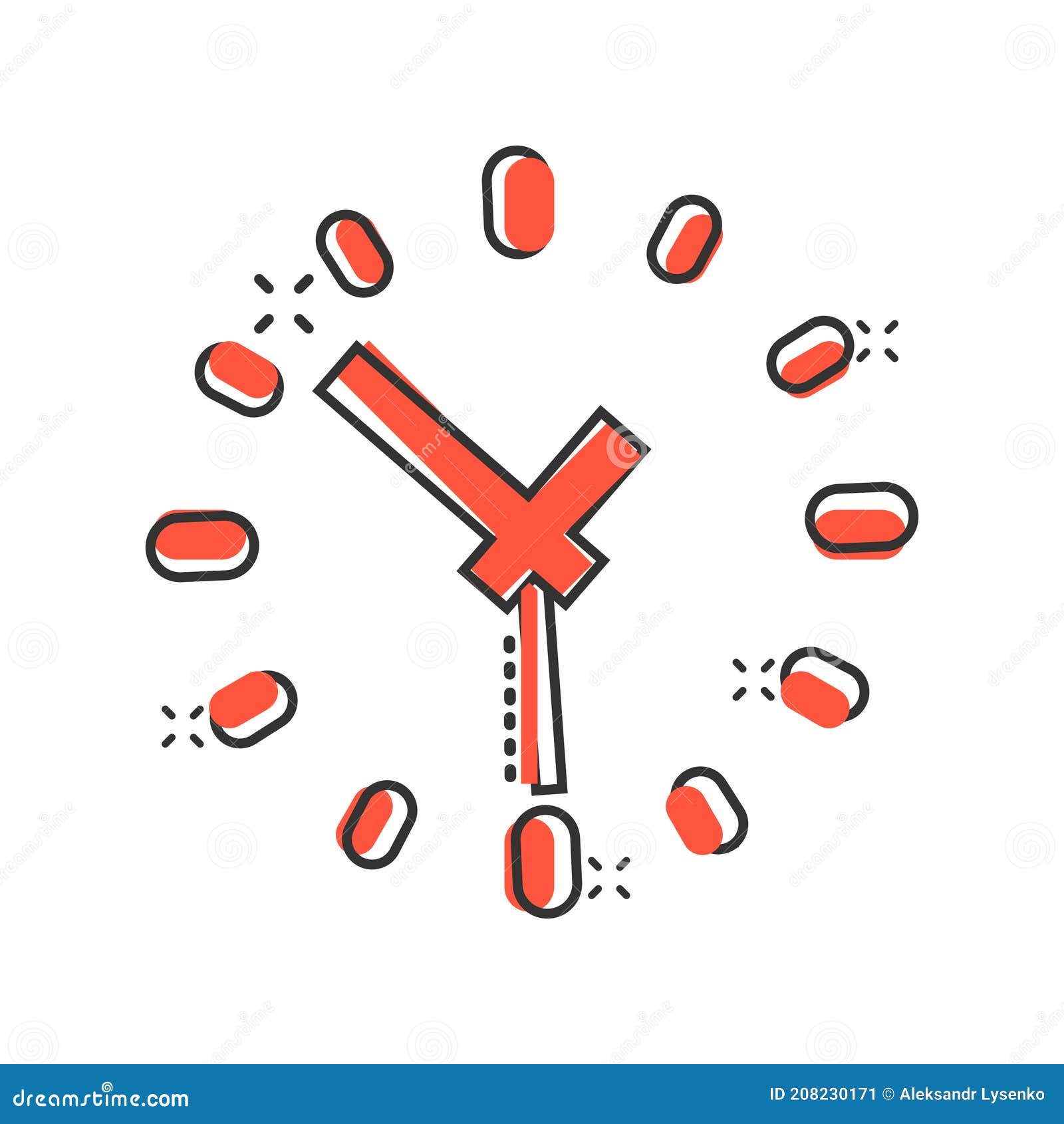 Clock Icon in Comic Style. Watch Cartoon Vector Illustration on White ...