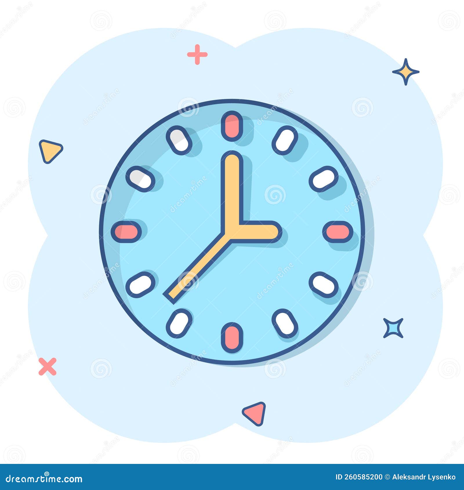 Clock Icon in Comic Style. Watch Cartoon Vector Illustration on White ...