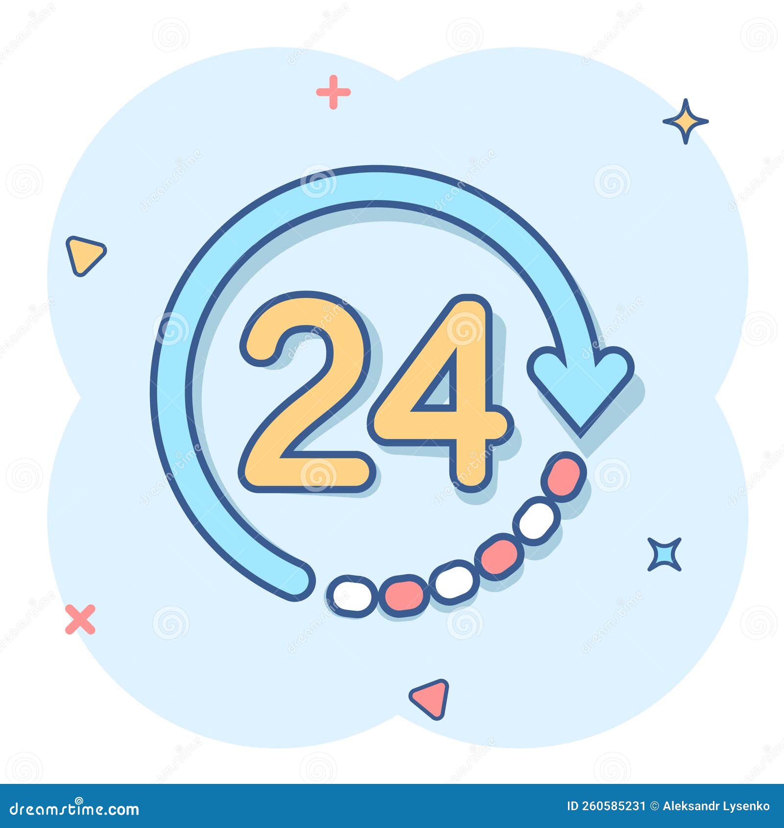 Clock Icon in Comic Style. Watch Cartoon Vector Illustration on White ...