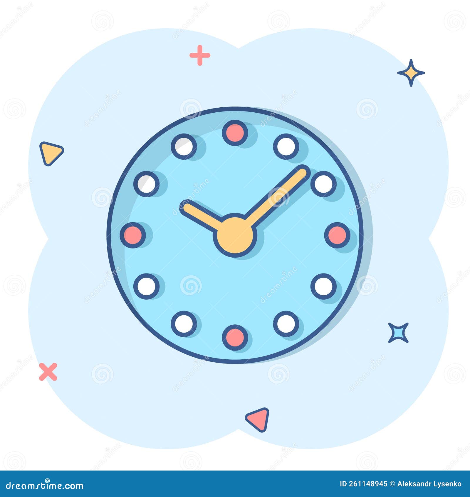 Clock Icon in Comic Style. Watch Cartoon Vector Illustration on White ...