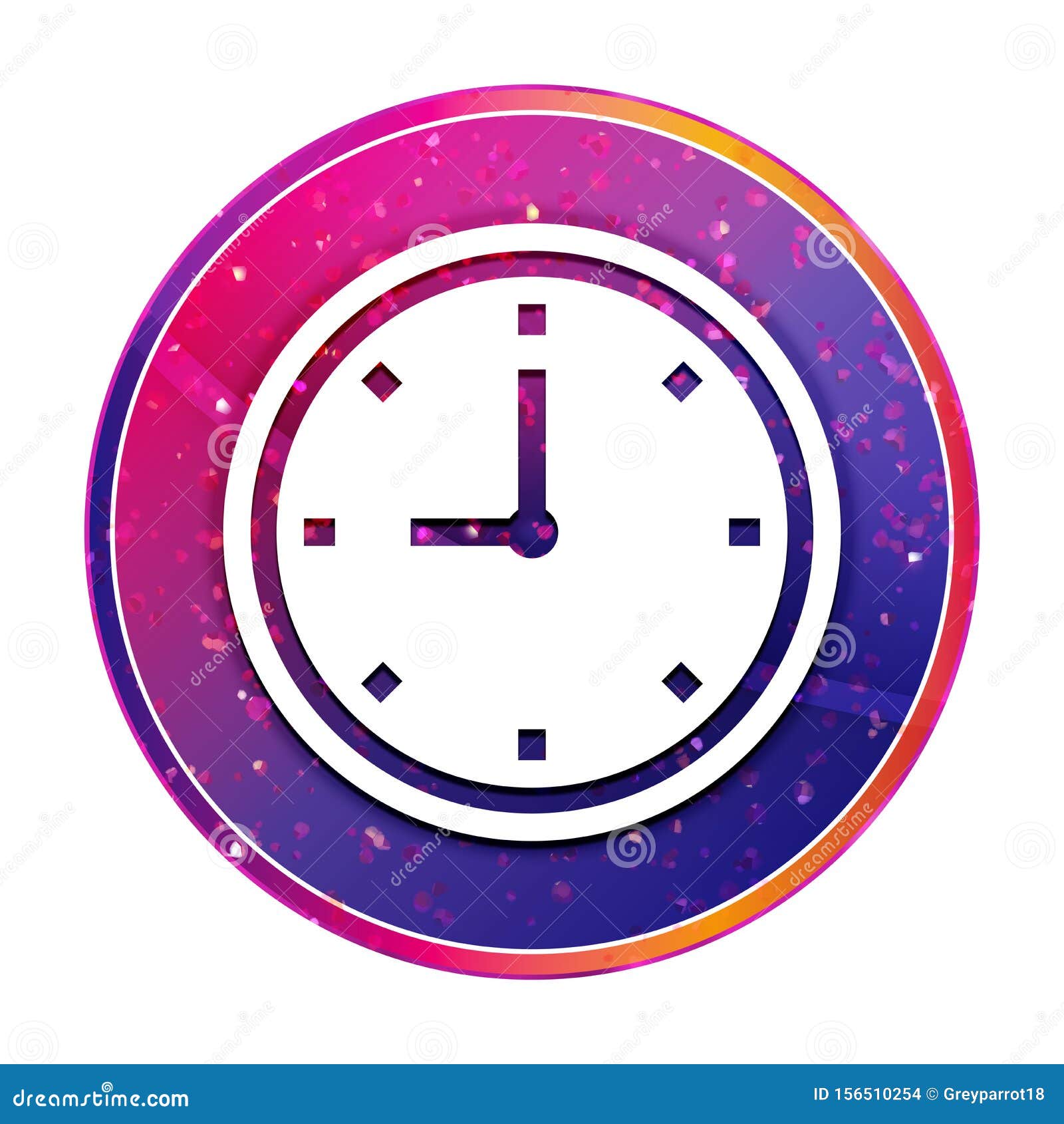 Clock Icon Creative Trendy Colorful Round Button Illustration Stock ...