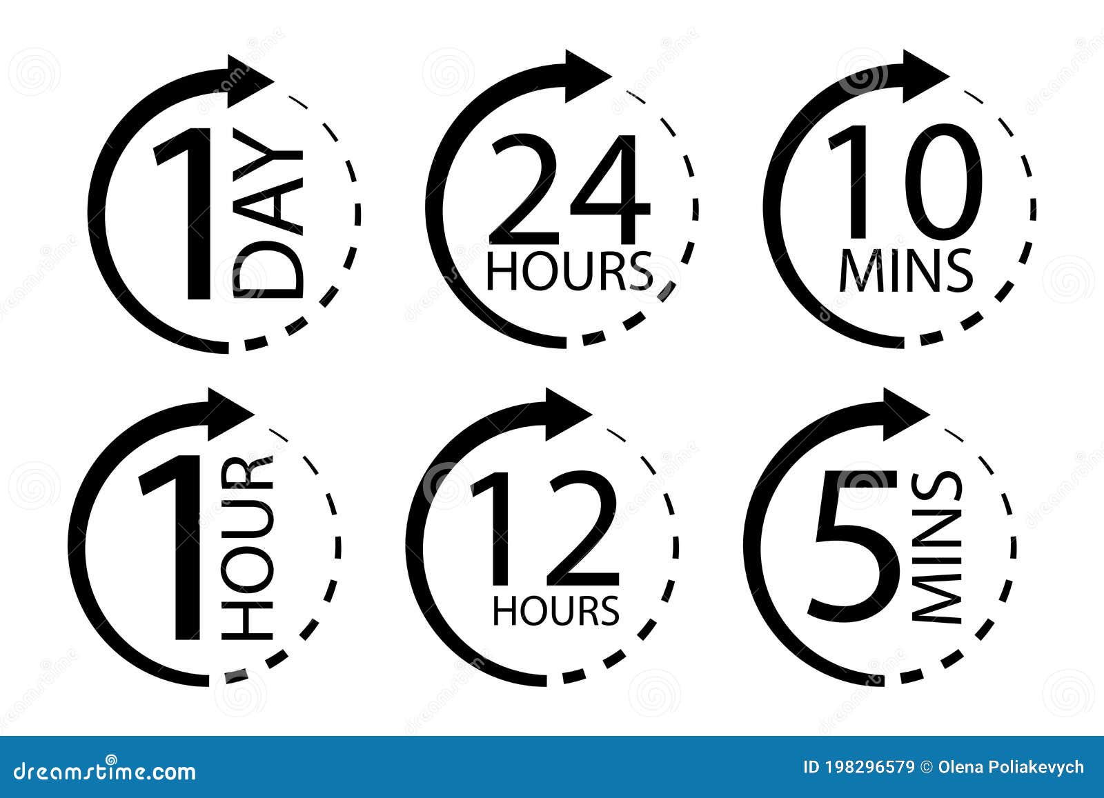 Clock Icon with Different Times. Delivery or Service Symbol. Day, Hour ...
