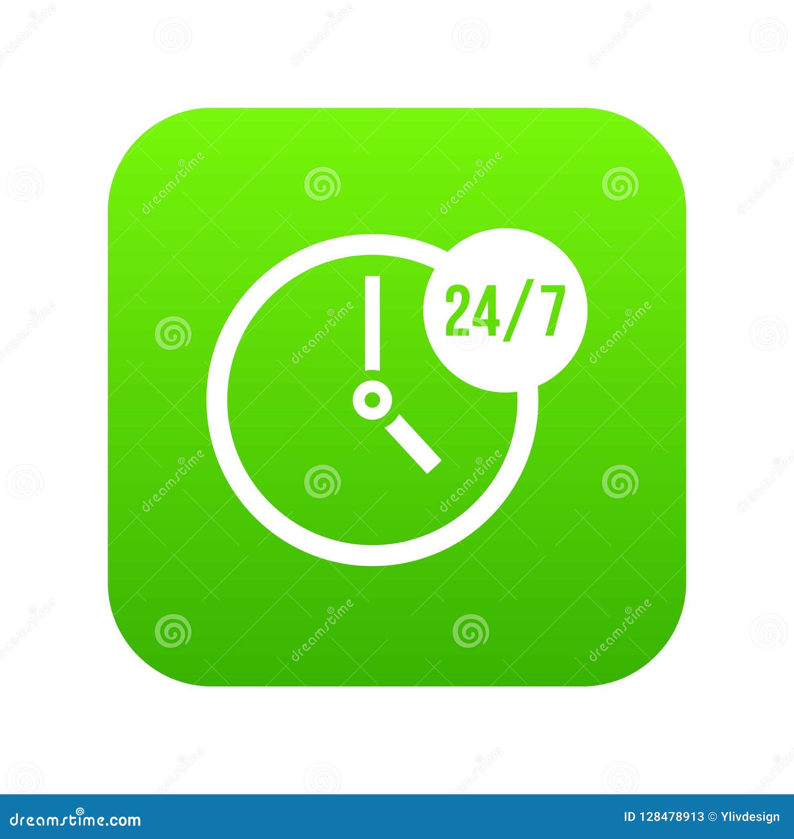 Clock 24 7 Icon Digital Green Stock Vector - Illustration of open ...
