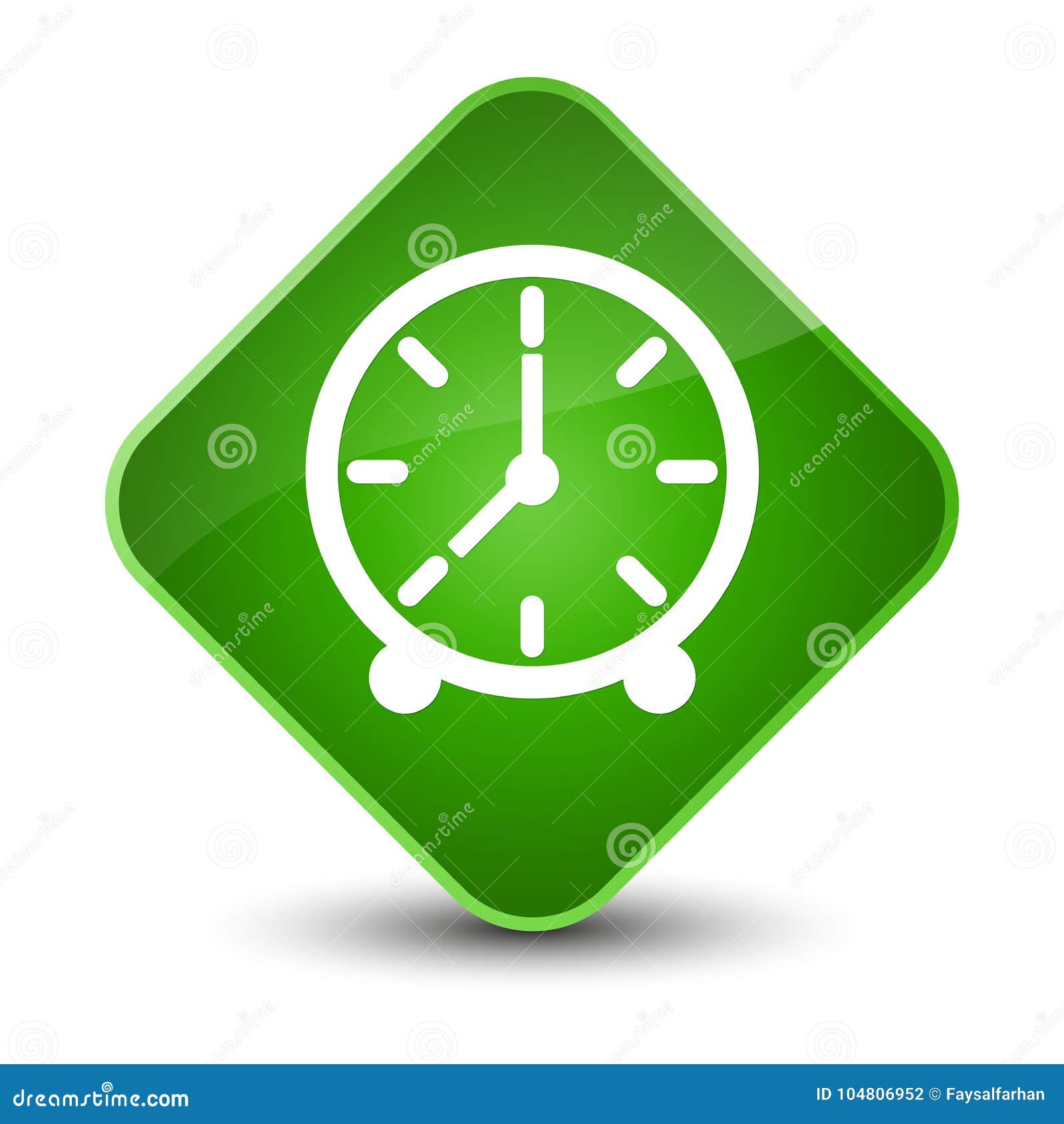 Clock Icon Elegant Green Diamond Button Stock Illustration ...