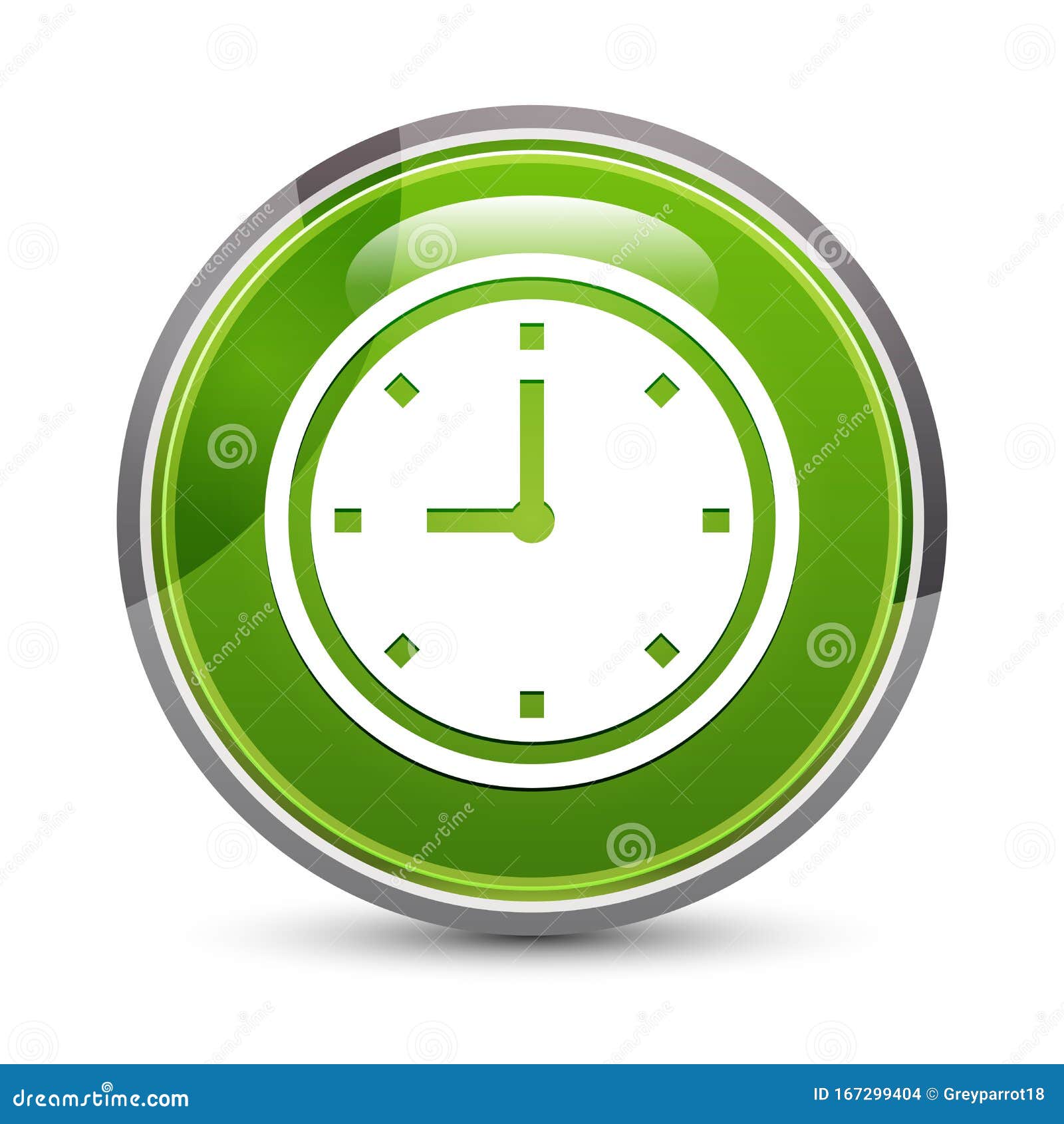 Clock Icon Elegant Green Round Button Vector Illustration Stock Vector ...