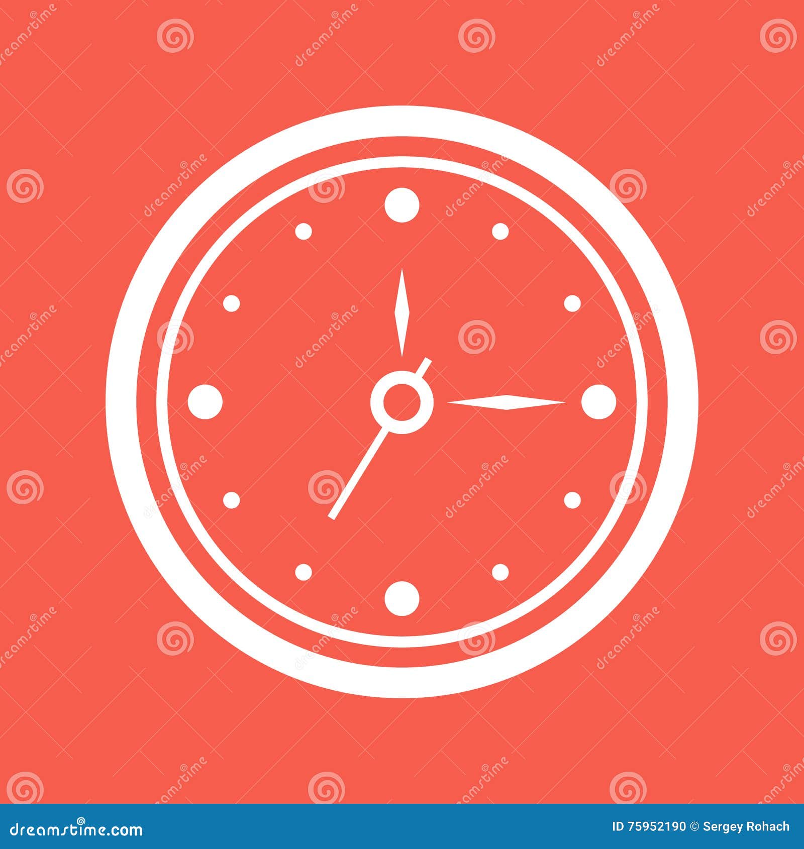 Clock icon flat stock illustration. Illustration of interface - 75952190