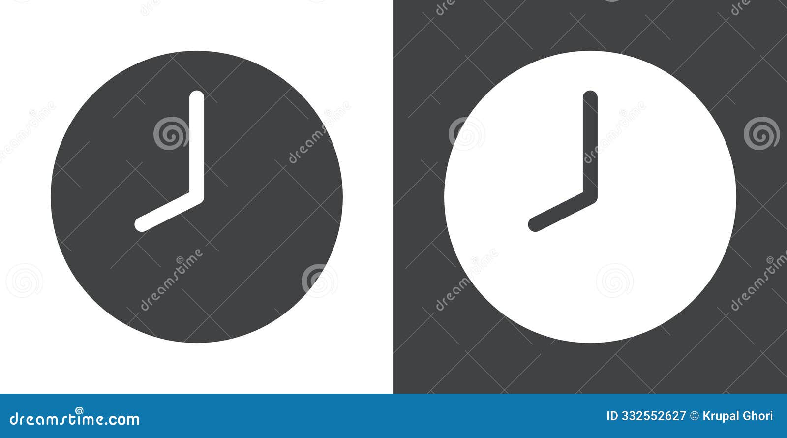 Clock Icon Flat Set in Black and White Color Stock Vector ...
