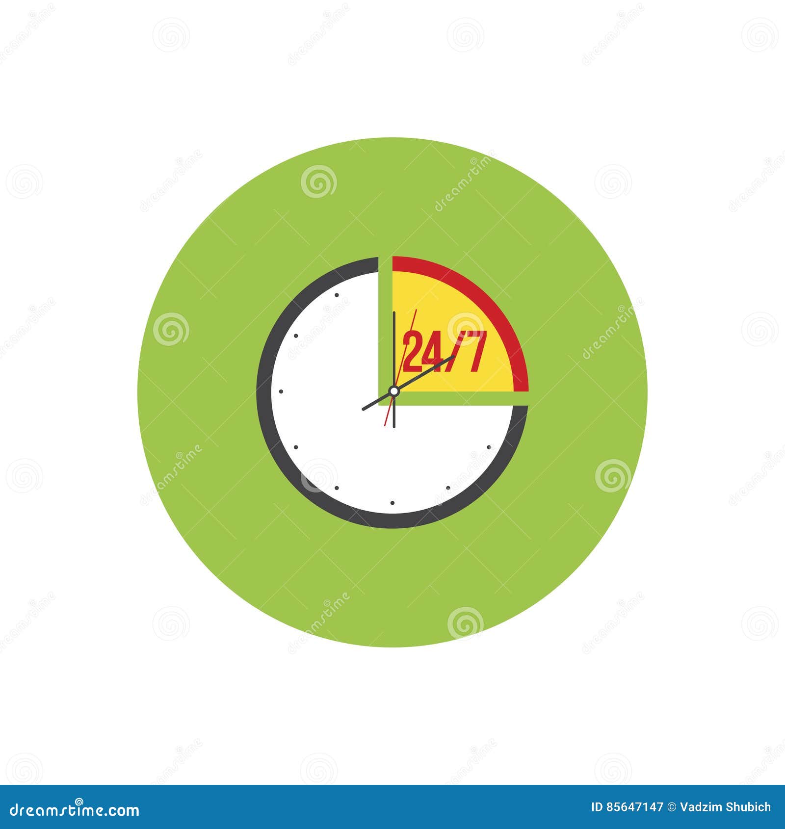 Clock Icon in Flat Style Isolated in a Circle. Stock Illustration ...