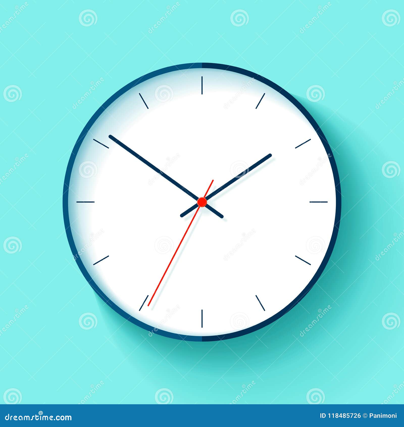 Clock Icon in Flat Style, Round Timer on Blue Background. Simple ...