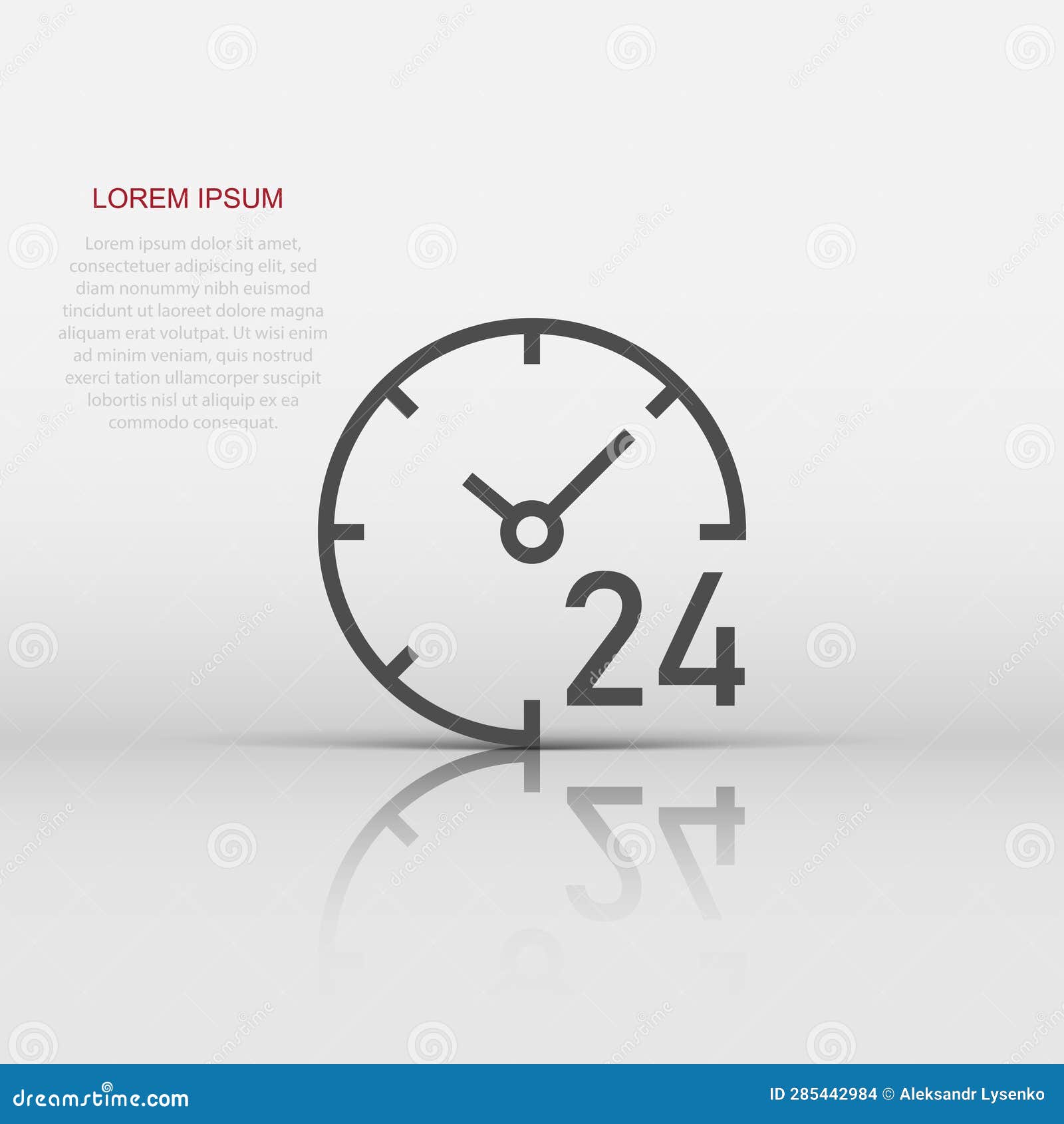 Clock 24 7 Icon in Flat Style. Watch Vector Illustration on White ...