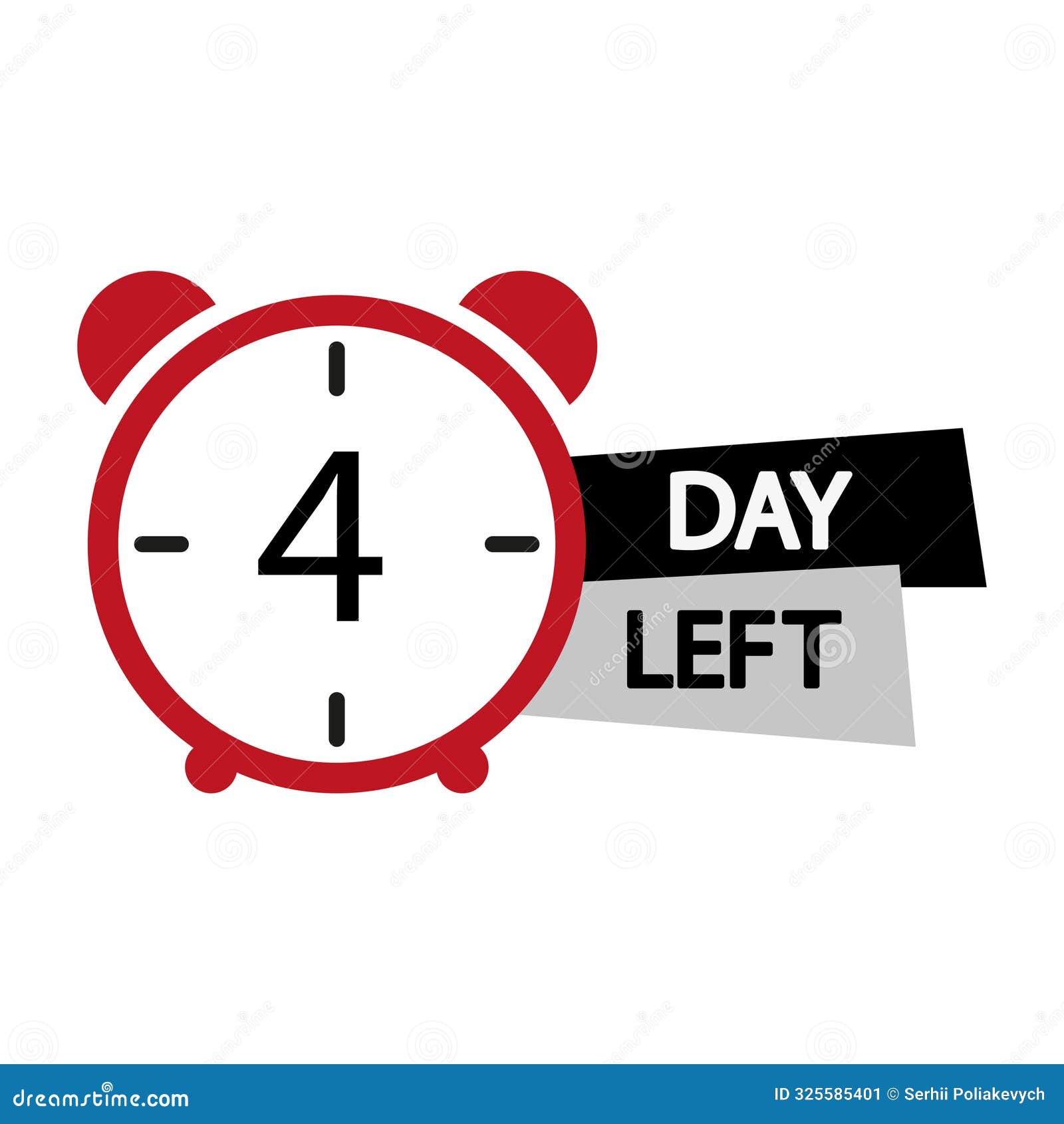 Clock Icon. Four Days Left. Red and Black Banner. Vector Countdown ...