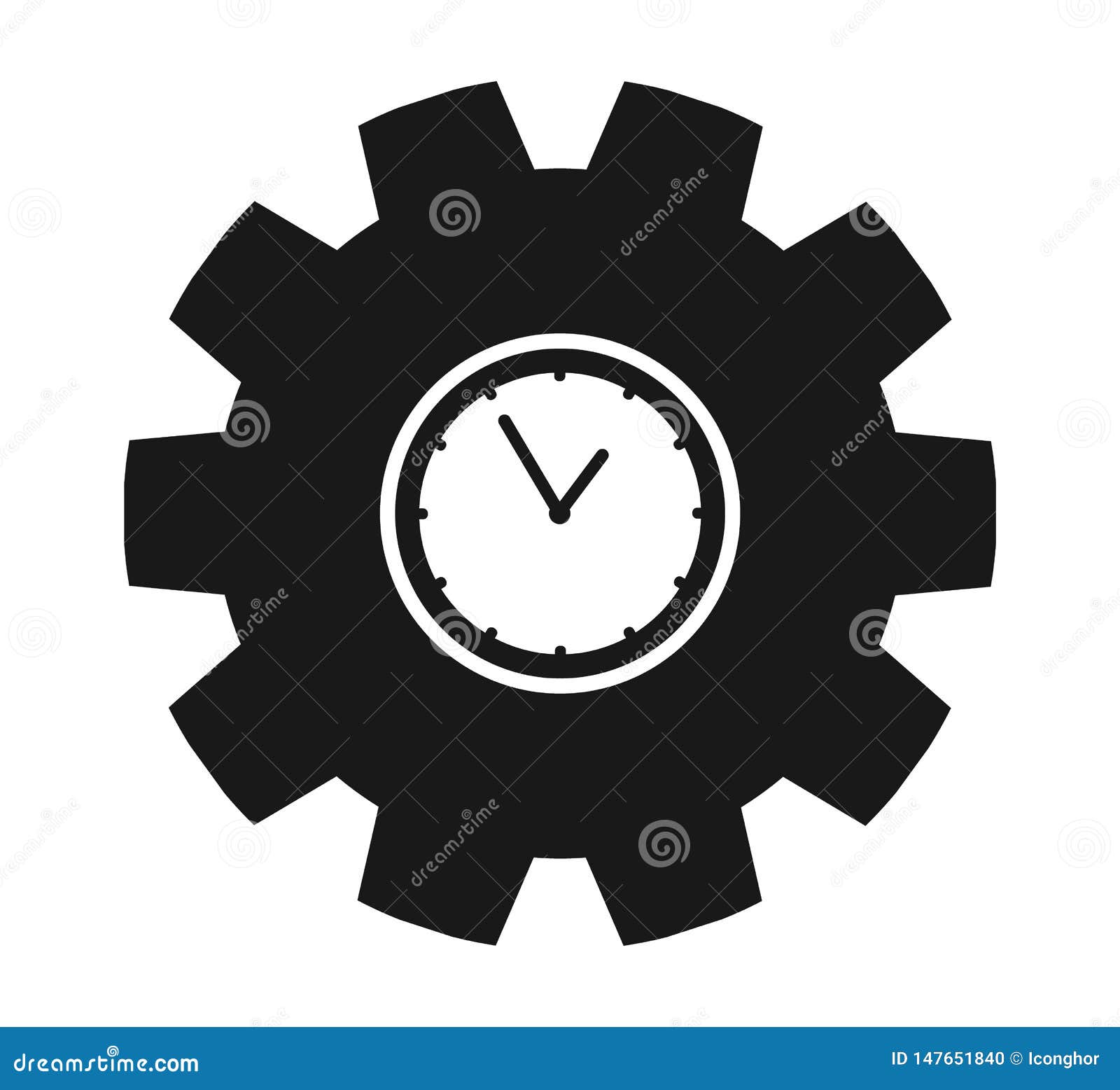 Clock Icon with Gear Symbol. Stock Vector - Illustration of watch, flat ...