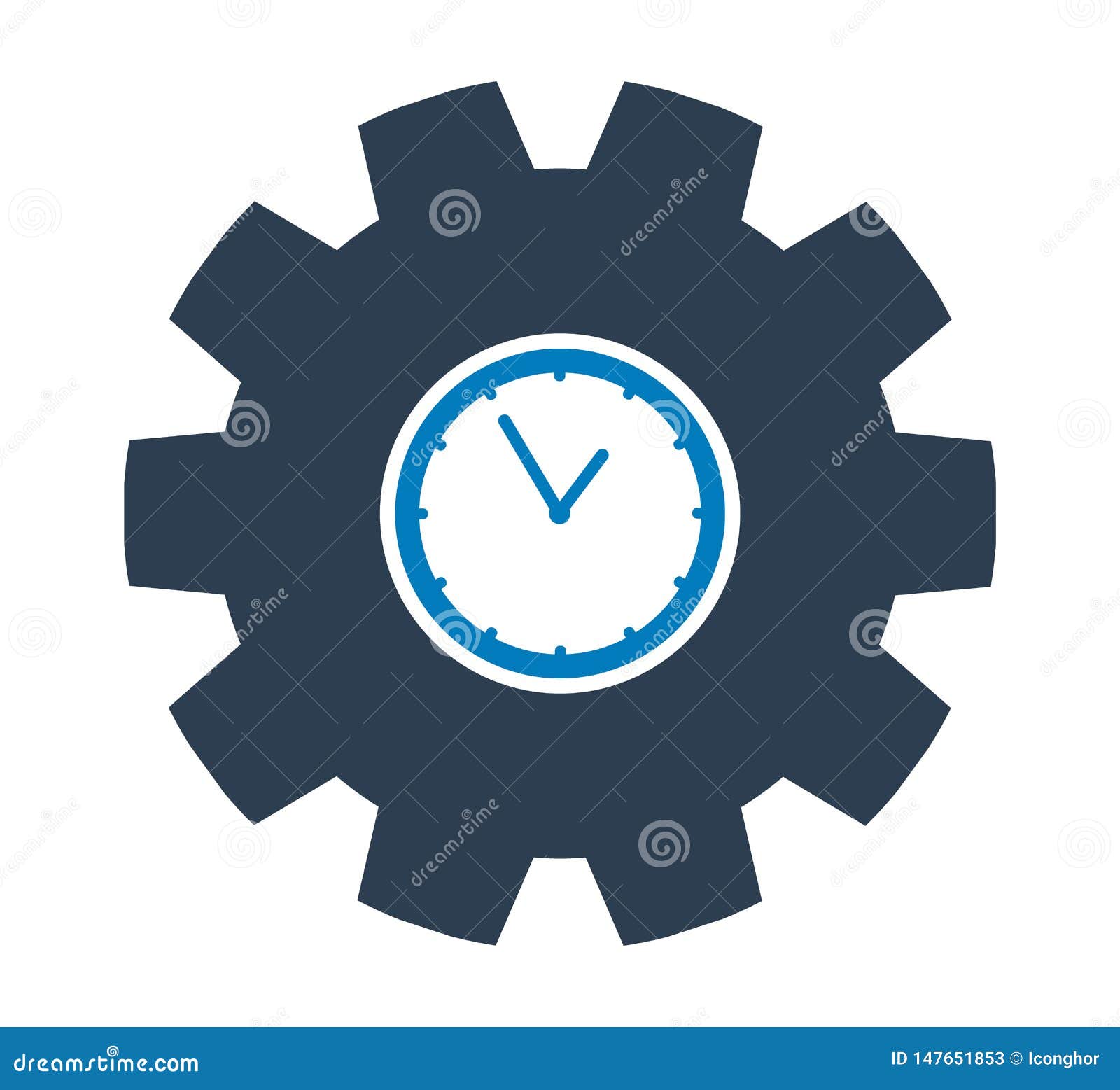 Clock Icon with Gear Symbol. Stock Vector - Illustration of alarm ...