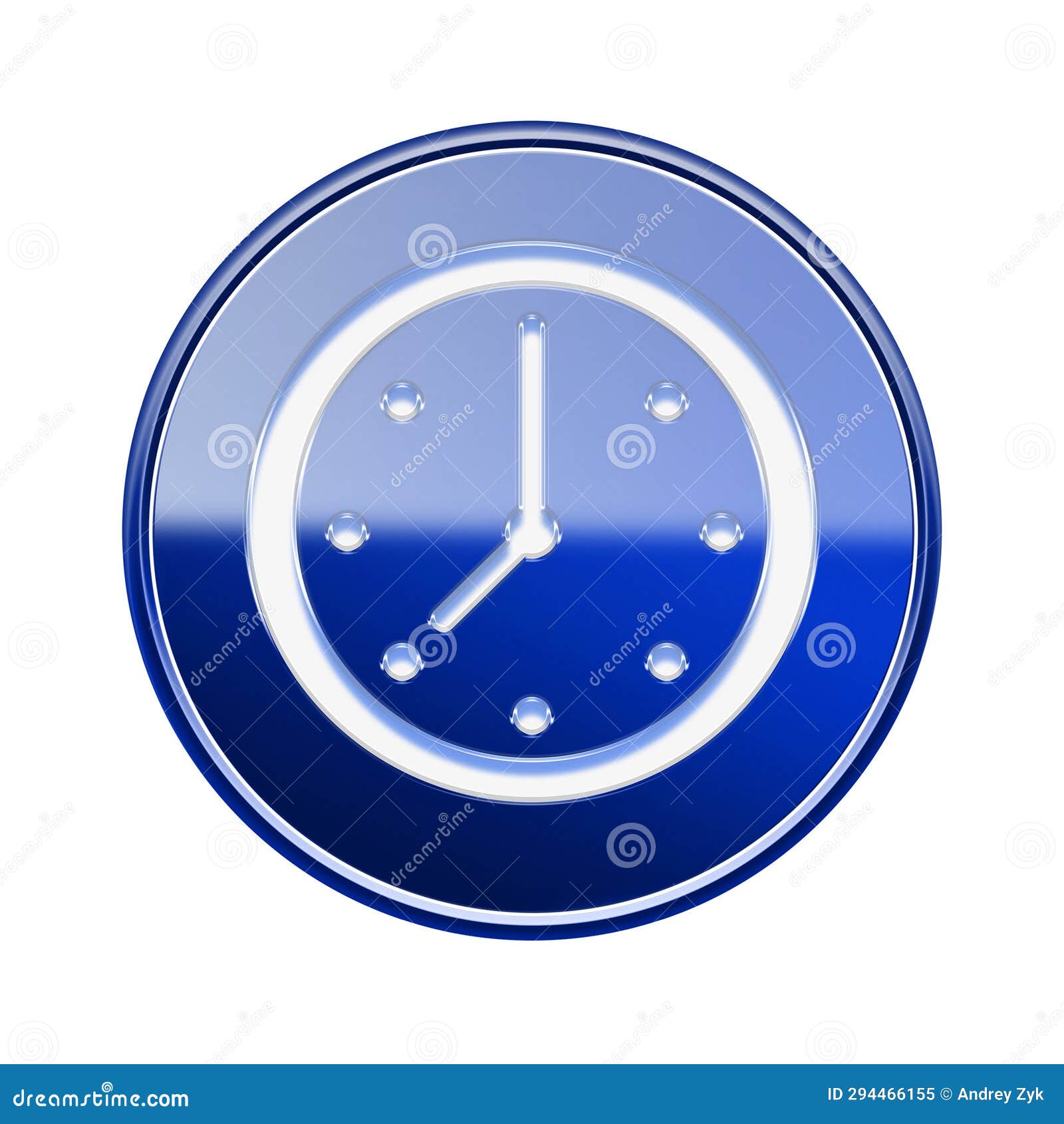 Clock icon glossy blue. stock illustration. Illustration of passing ...