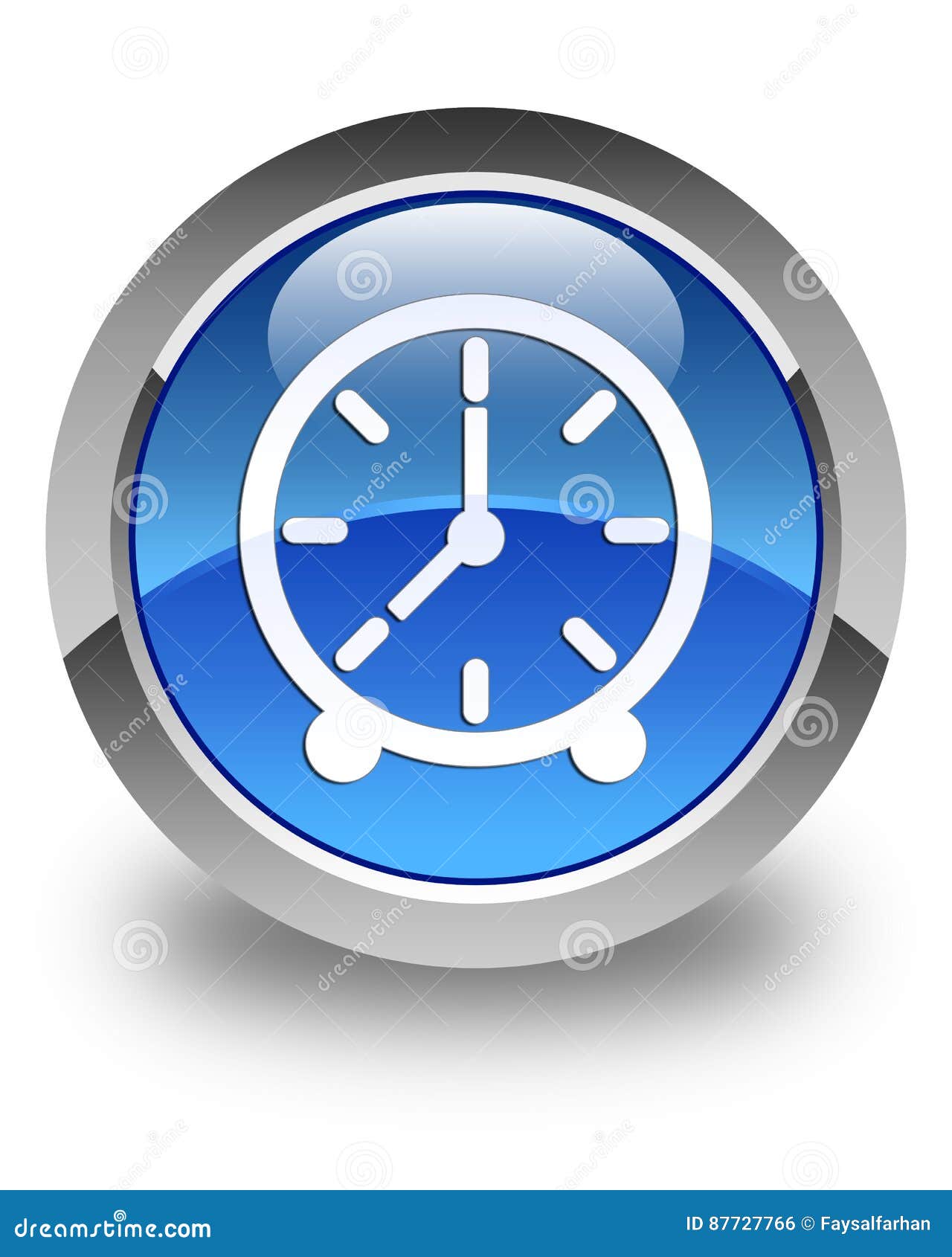 Clock Icon Glossy Blue Round Button Stock Illustration - Illustration ...