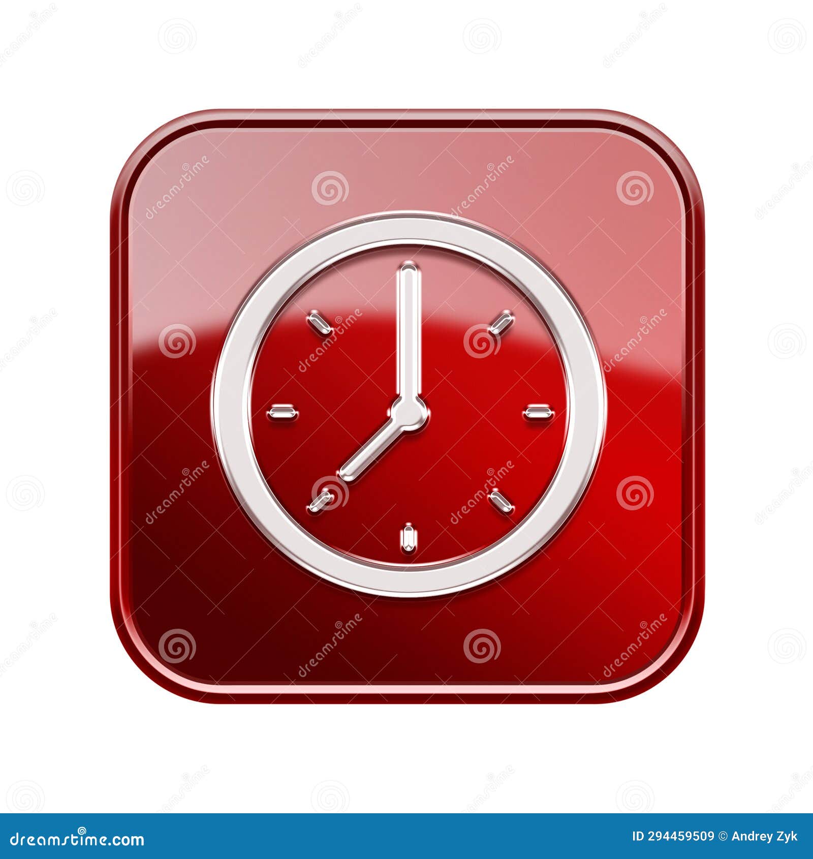 Clock icon glossy red. stock illustration. Illustration of second ...