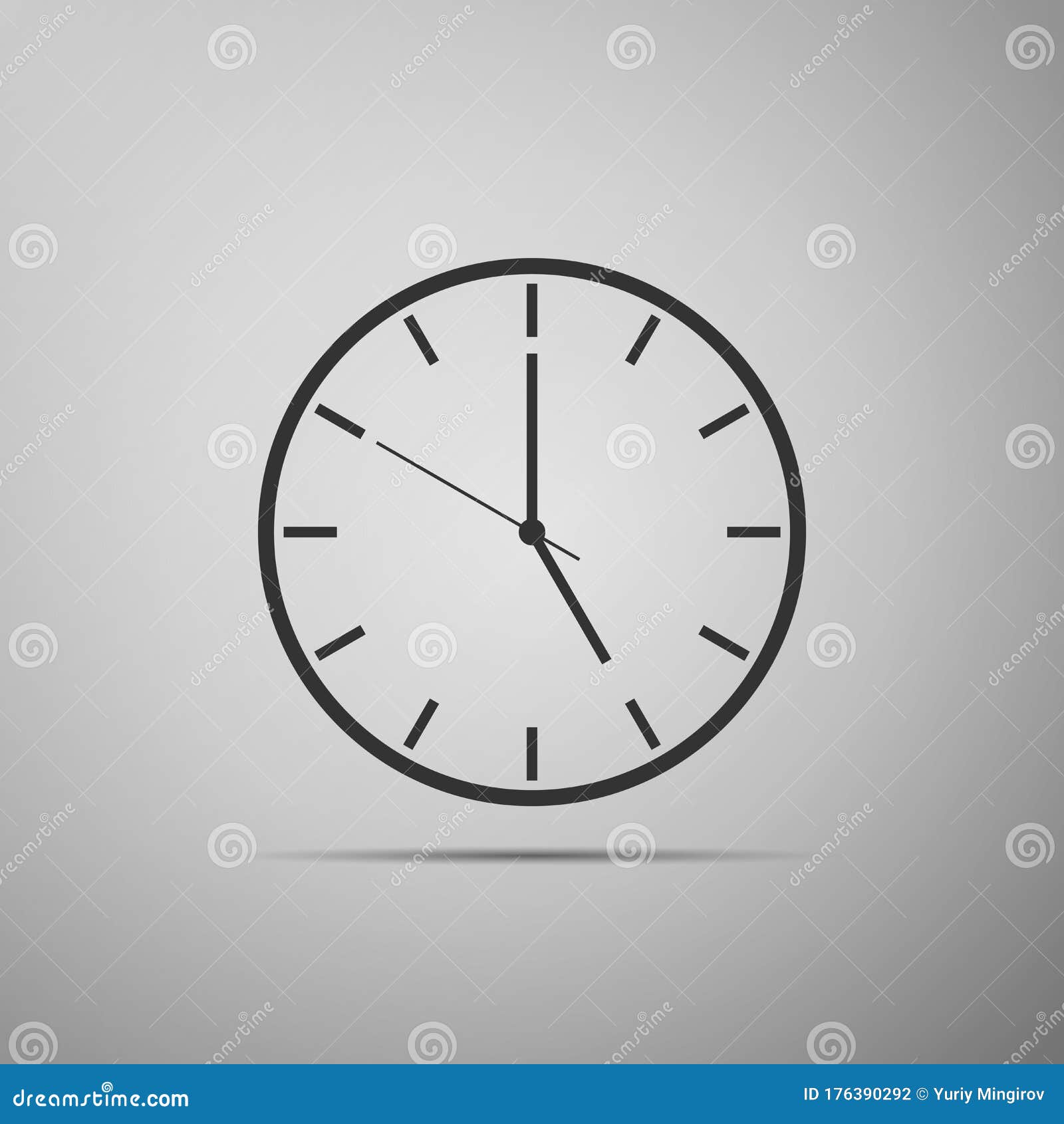 Clock icon on grey stock vector. Illustration of background - 176390292