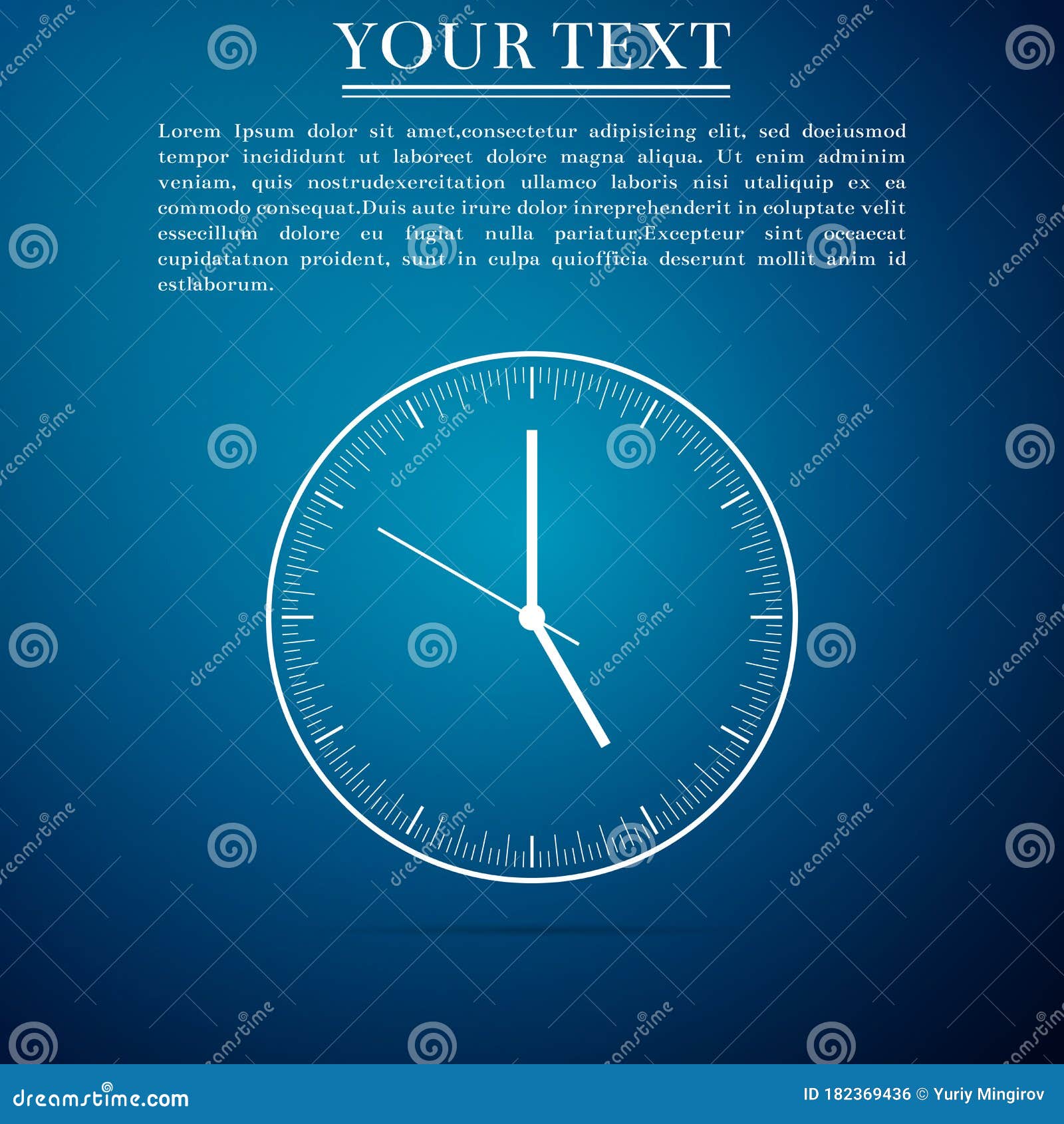 Clock Icon Isolated on Blue Background. Time Icon. Flat Design Stock ...