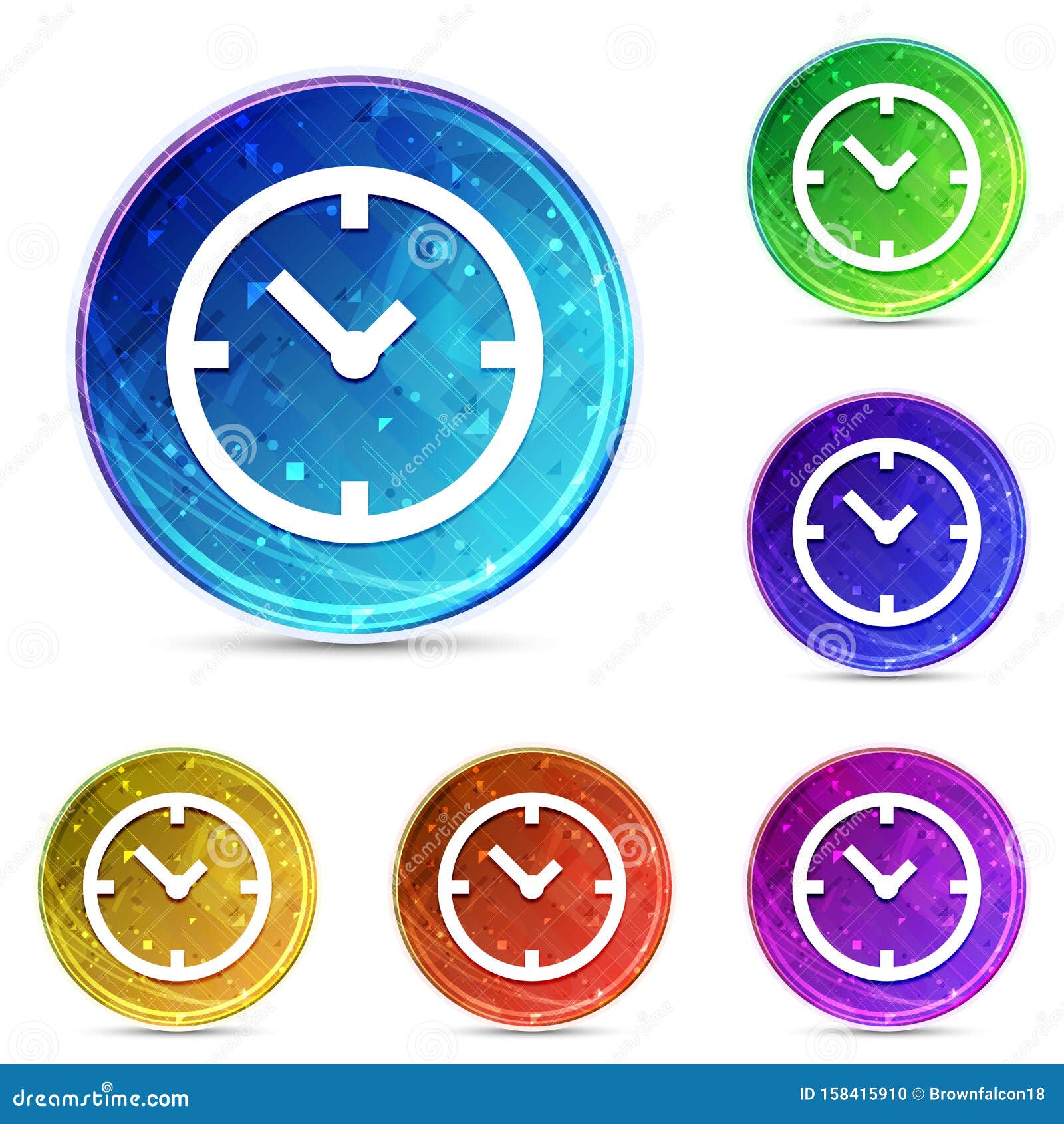 Clock Icon Digital Abstract Round Buttons Set Illustration Stock Vector ...