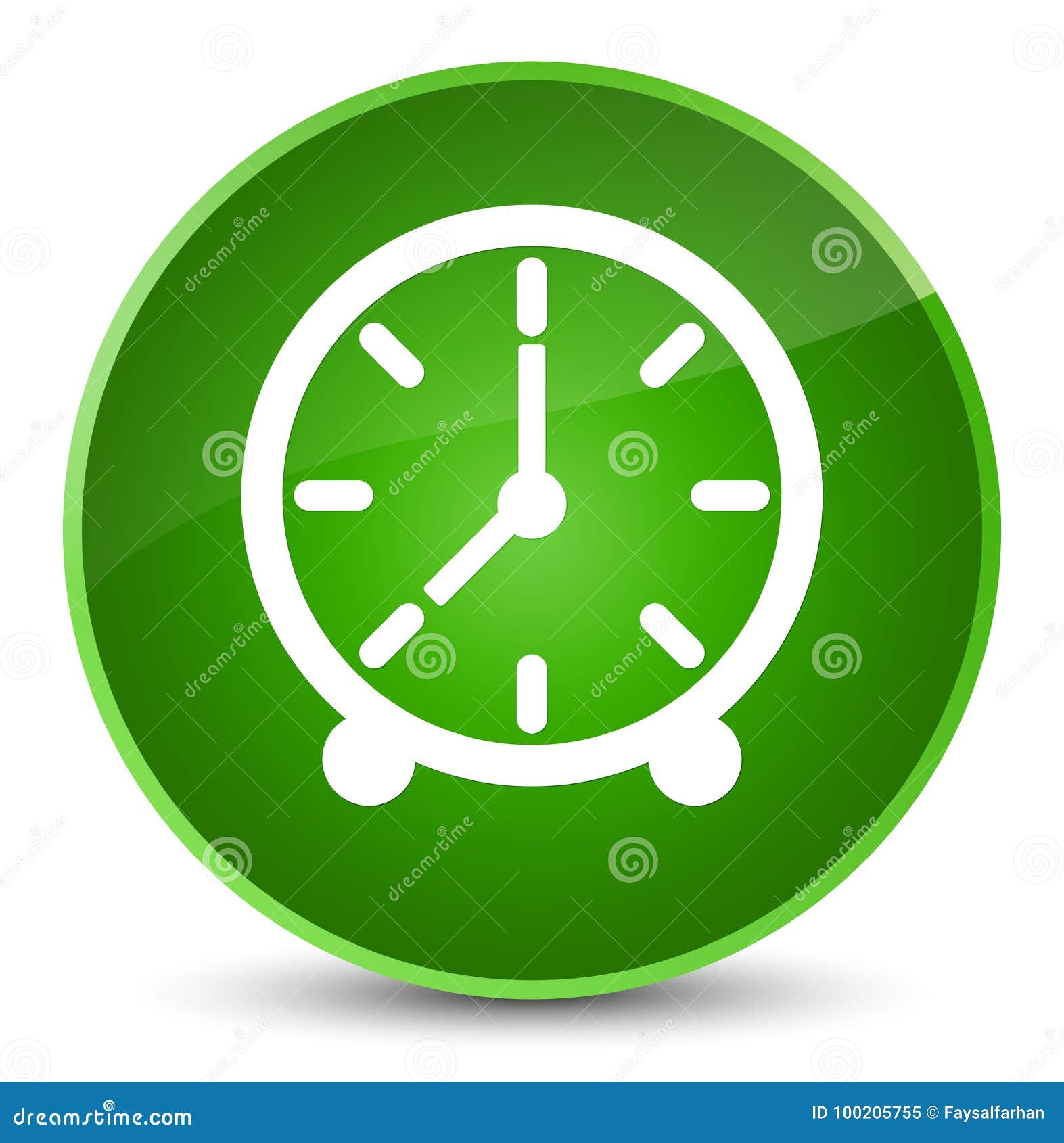Clock Icon Elegant Green Round Button Stock Illustration - Illustration ...