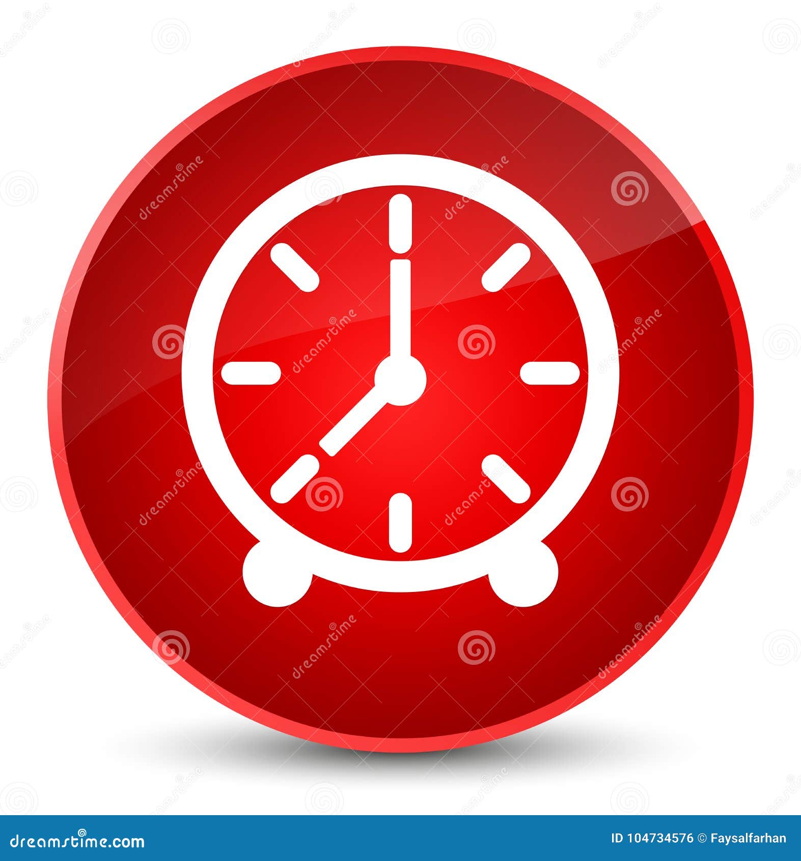 Clock Icon Elegant Red Round Button Stock Illustration - Illustration ...